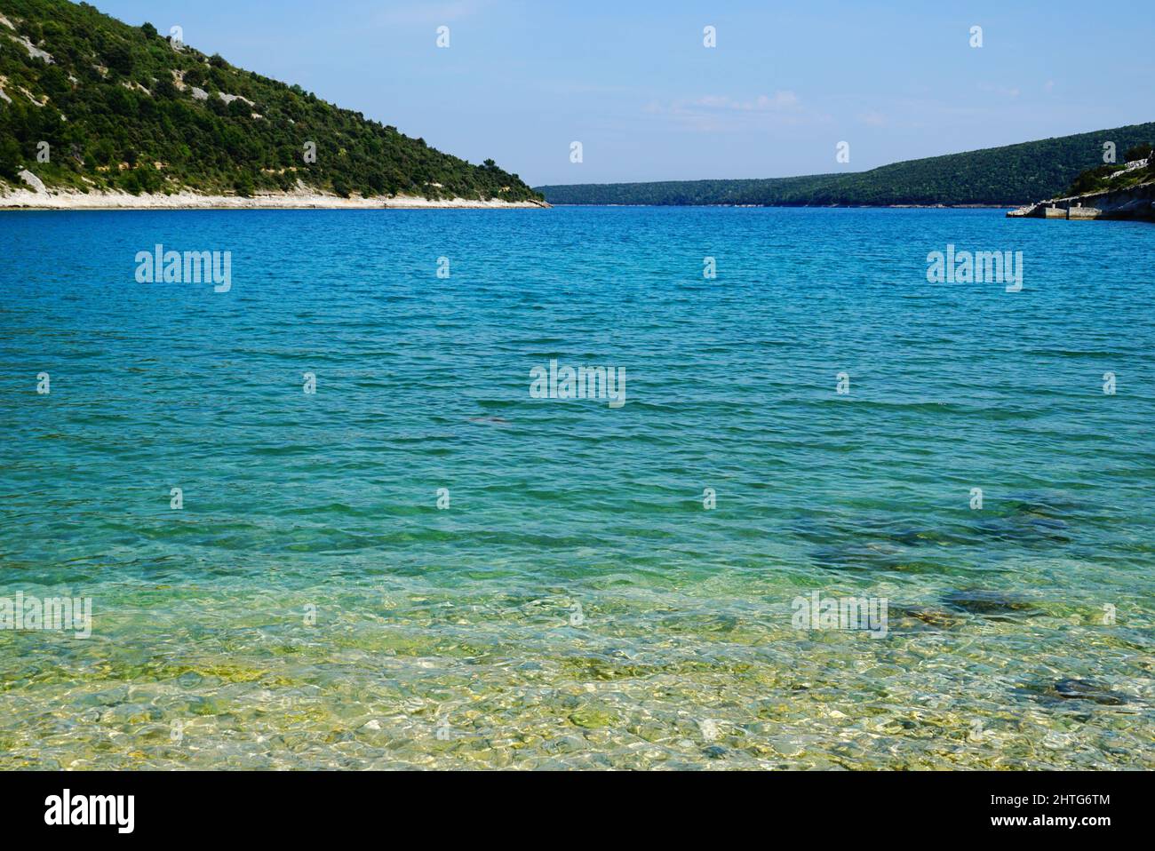 Light blue and turquoise color of seawater in the beautiful lagoon ...