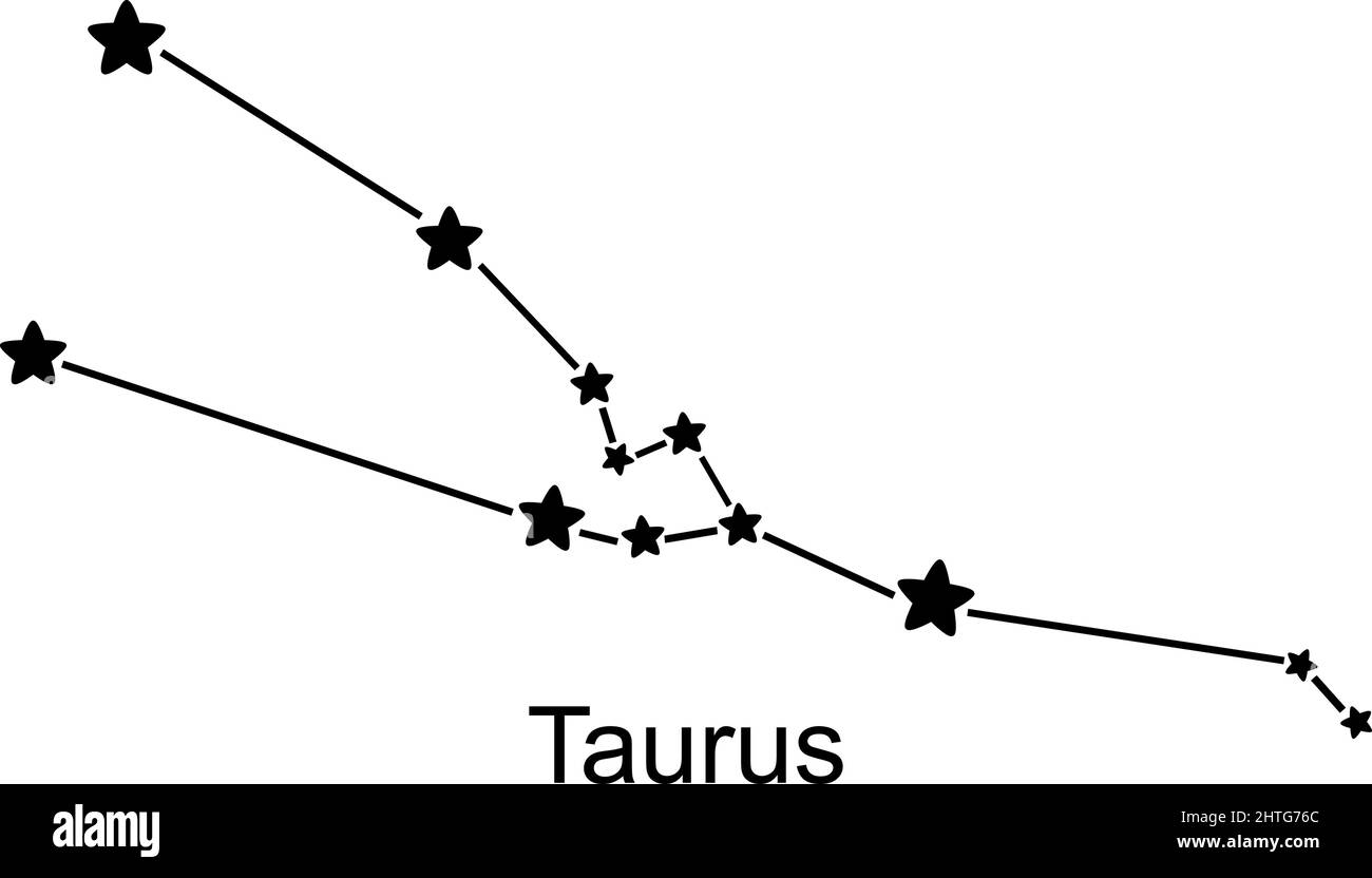 Constellation of zodiac sign Taurus on white background, vector ...