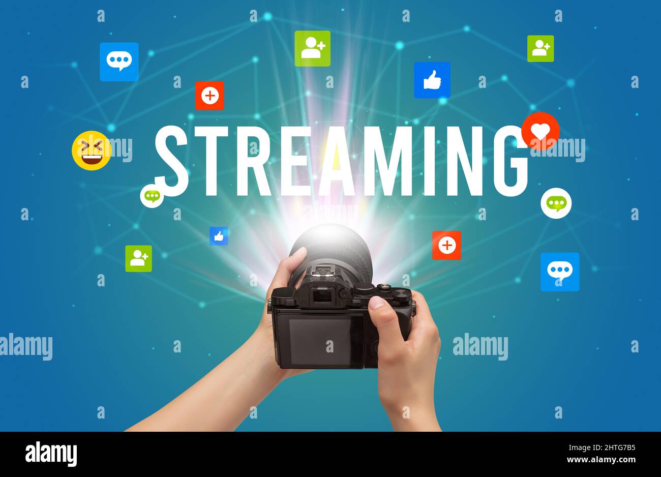 Using camera to capture social media content Stock Photo - Alamy