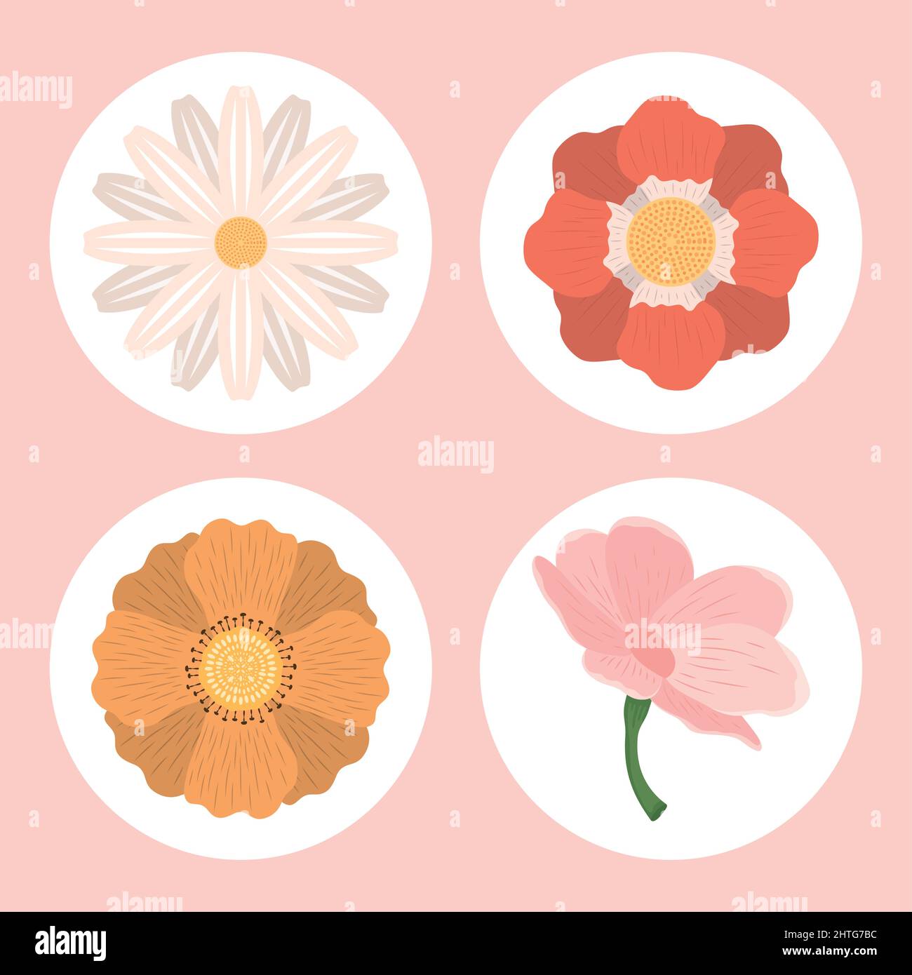 four flowers garden nature icons Stock Vector Image & Art - Alamy