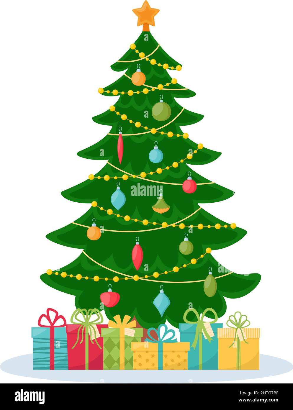 Christmas Tree Cartoon With Presents