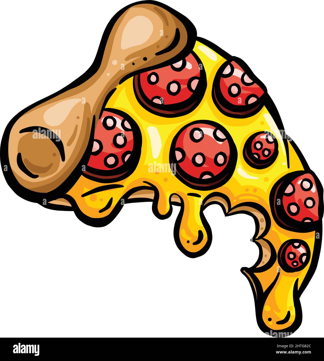 Cartoon Pepperoni Pizza Slice Illustration Stock Vector Image & Art - Alamy
