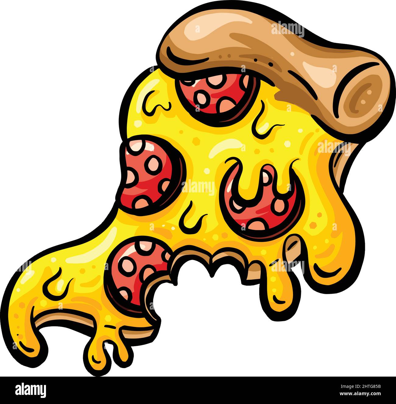 Cartoon Pepperoni Pizza Slice Illustration Stock Vector Image & Art - Alamy