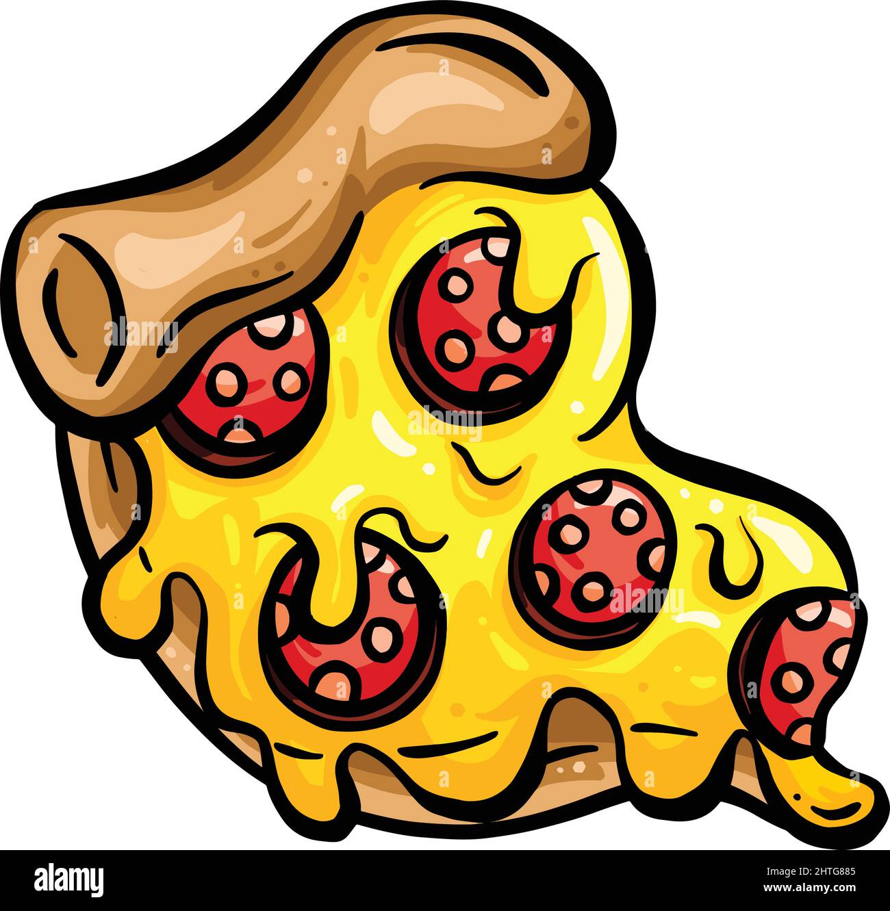 Cartoon Pepperoni Pizza Slice Illustration Stock Vector Image & Art - Alamy