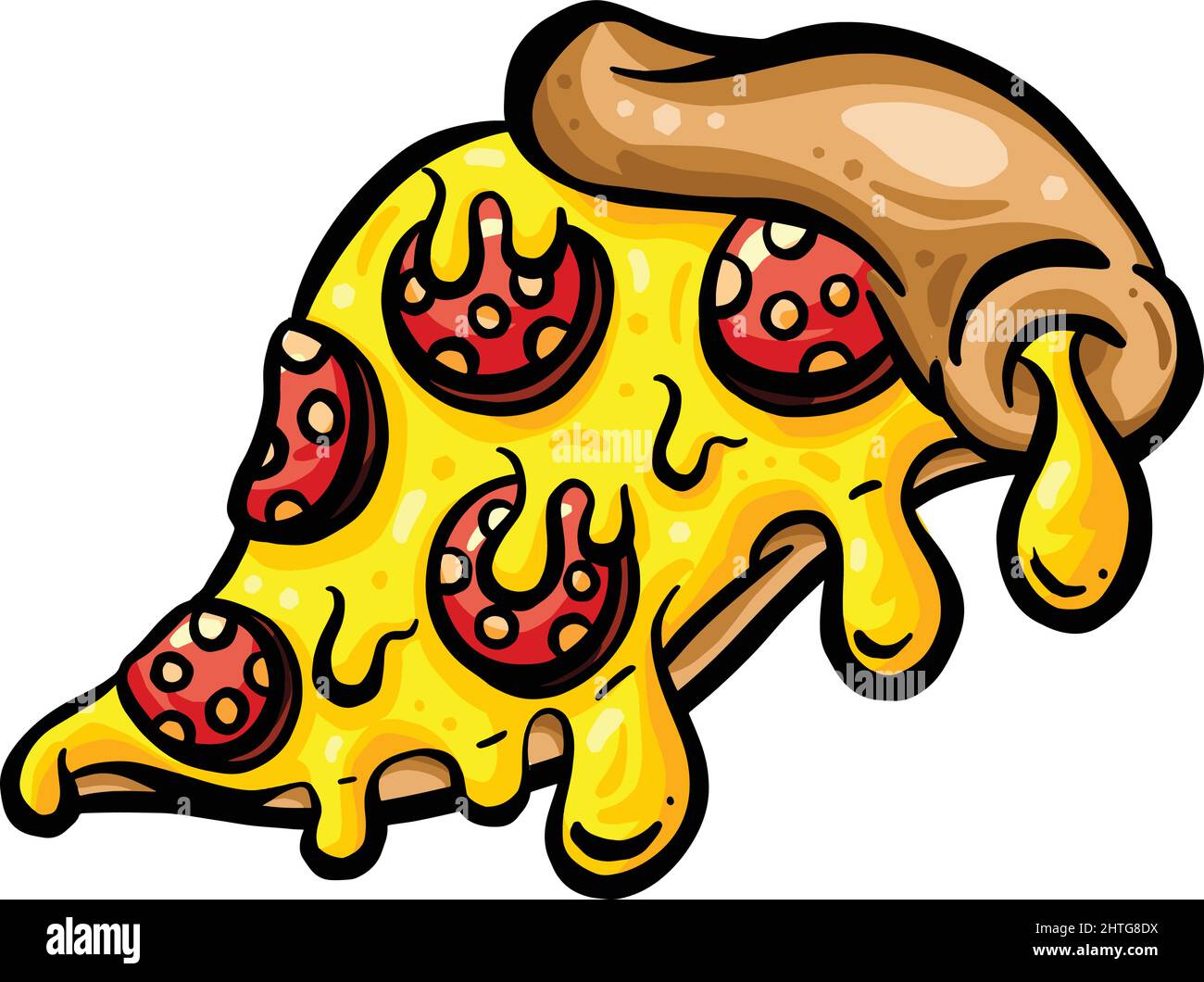 Cartoon Pepperoni Pizza Slice Illustration Stock Vector Image & Art - Alamy