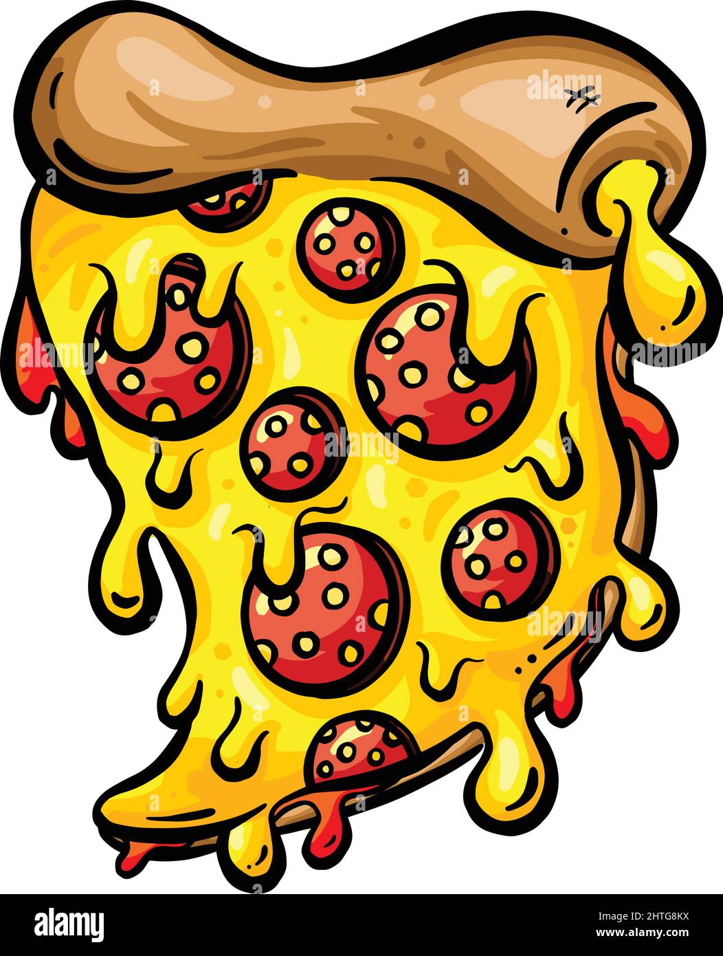 Cartoon Pepperoni Pizza Slice Illustration Stock Vector Image & Art - Alamy