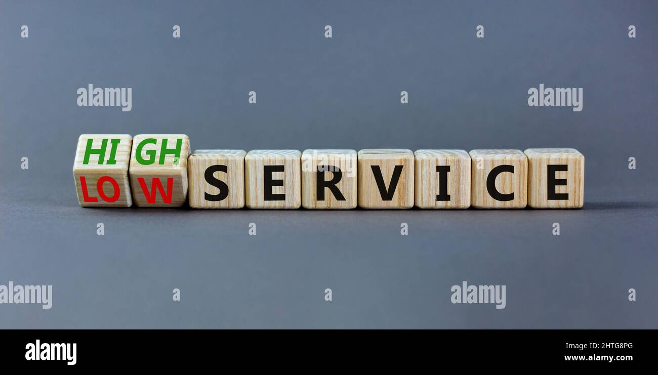 Low or high service symbol. Turned wooden cubes and changed words low ...