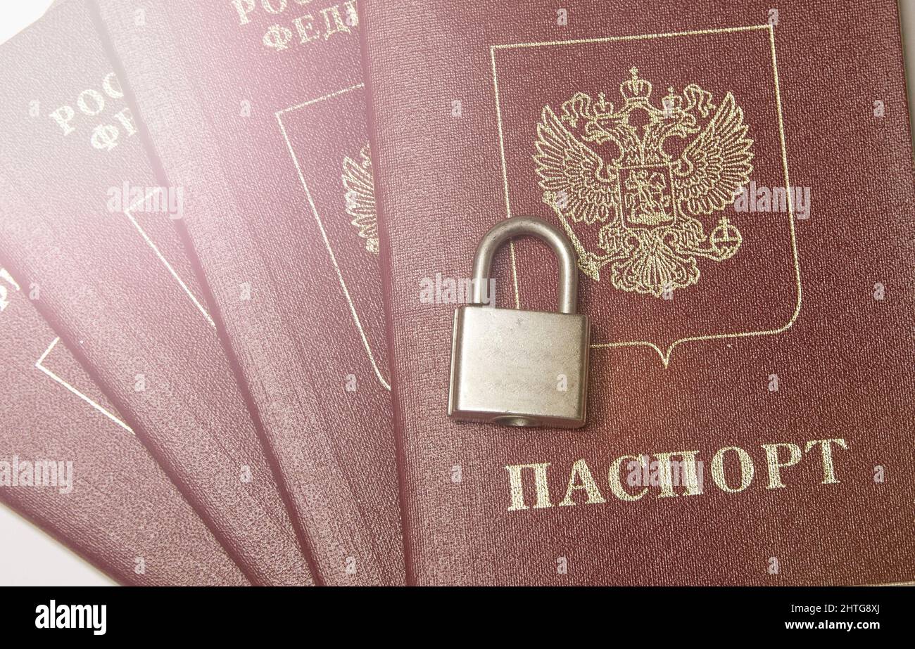 ban on leaving Russia, passports under lock and key Stock Photo - Alamy