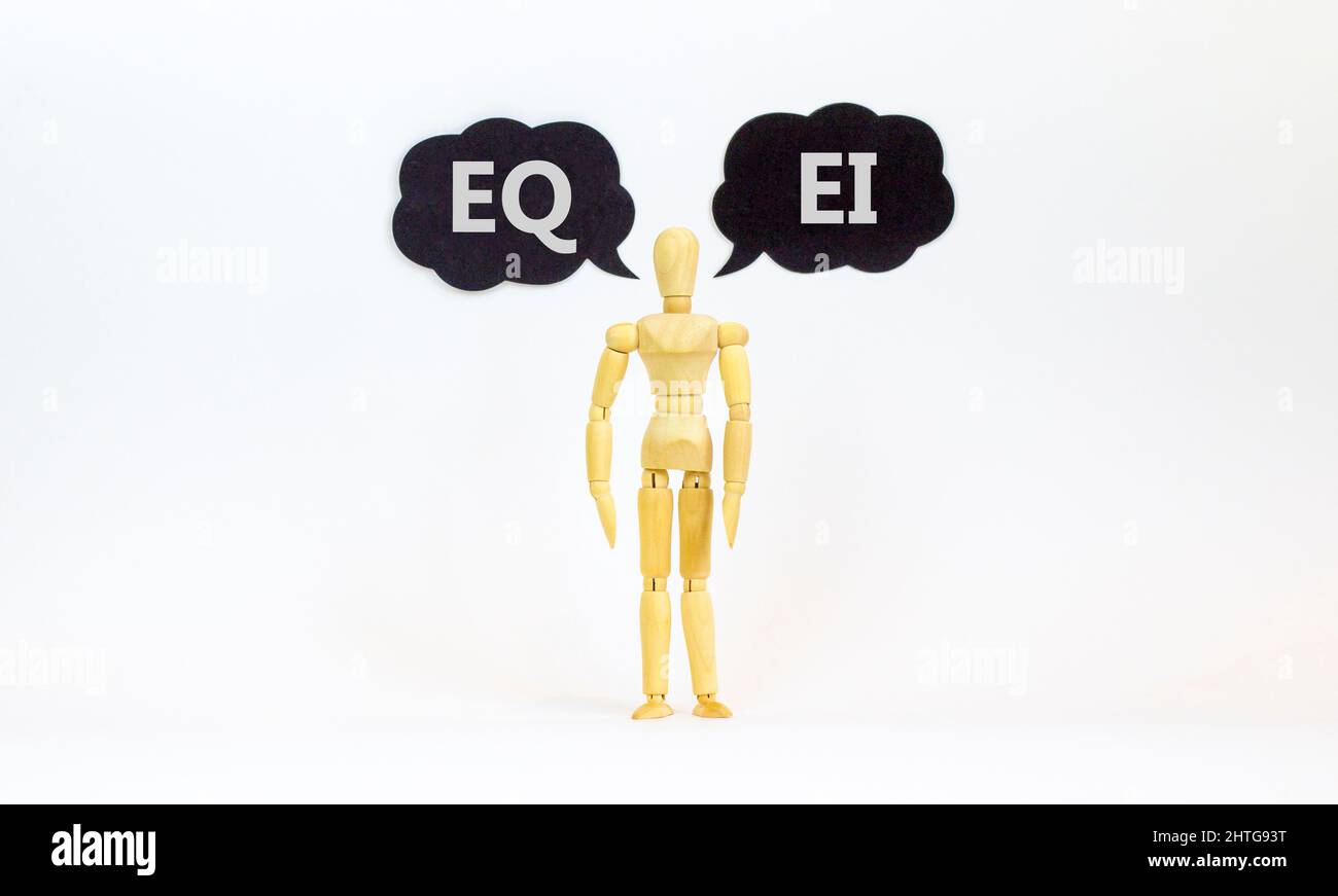 EI Emotional intelligence or EQ emotional quotient symbol. Words EI or ...