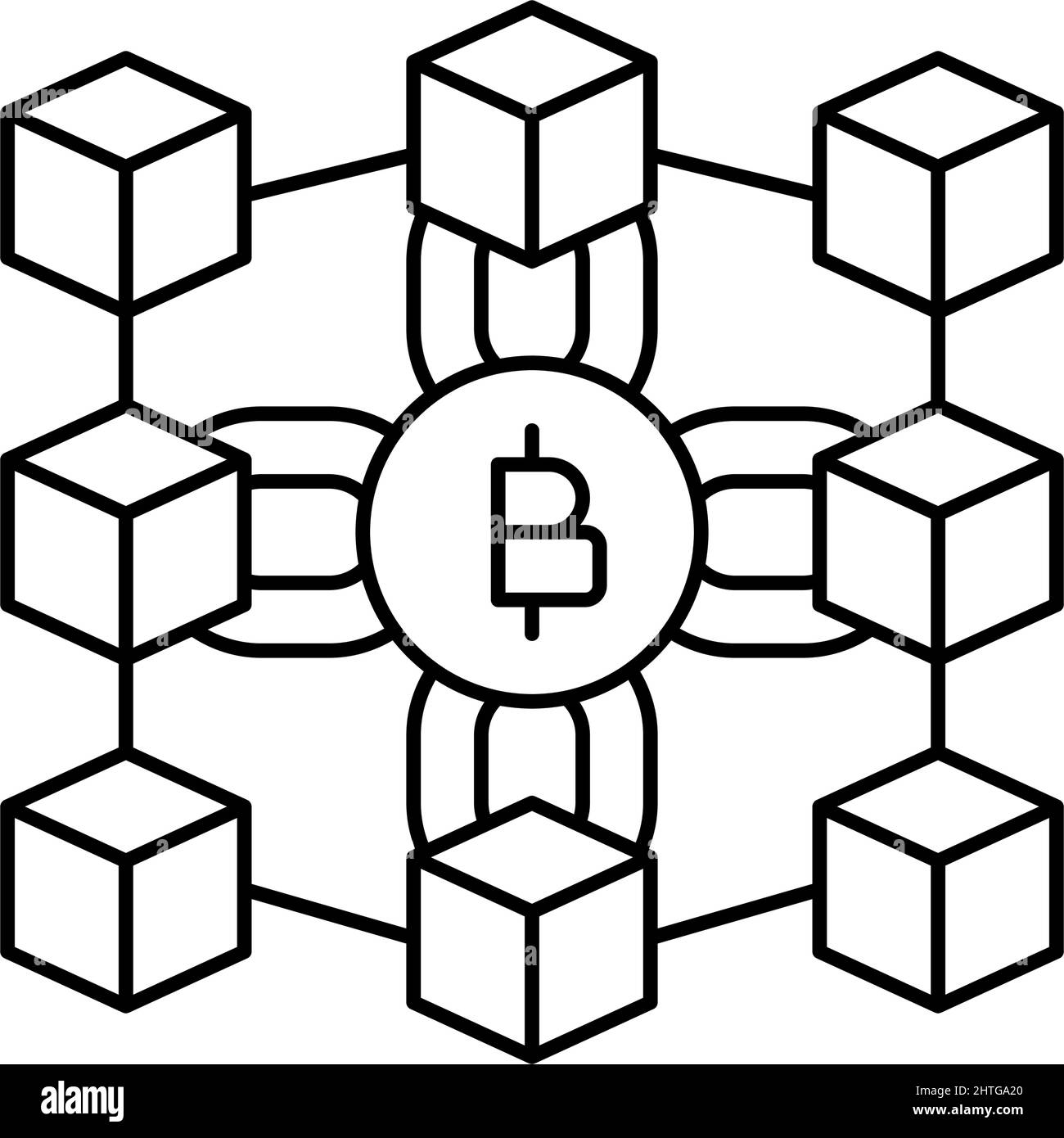 blockchain finance technology line icon vector illustration Stock ...