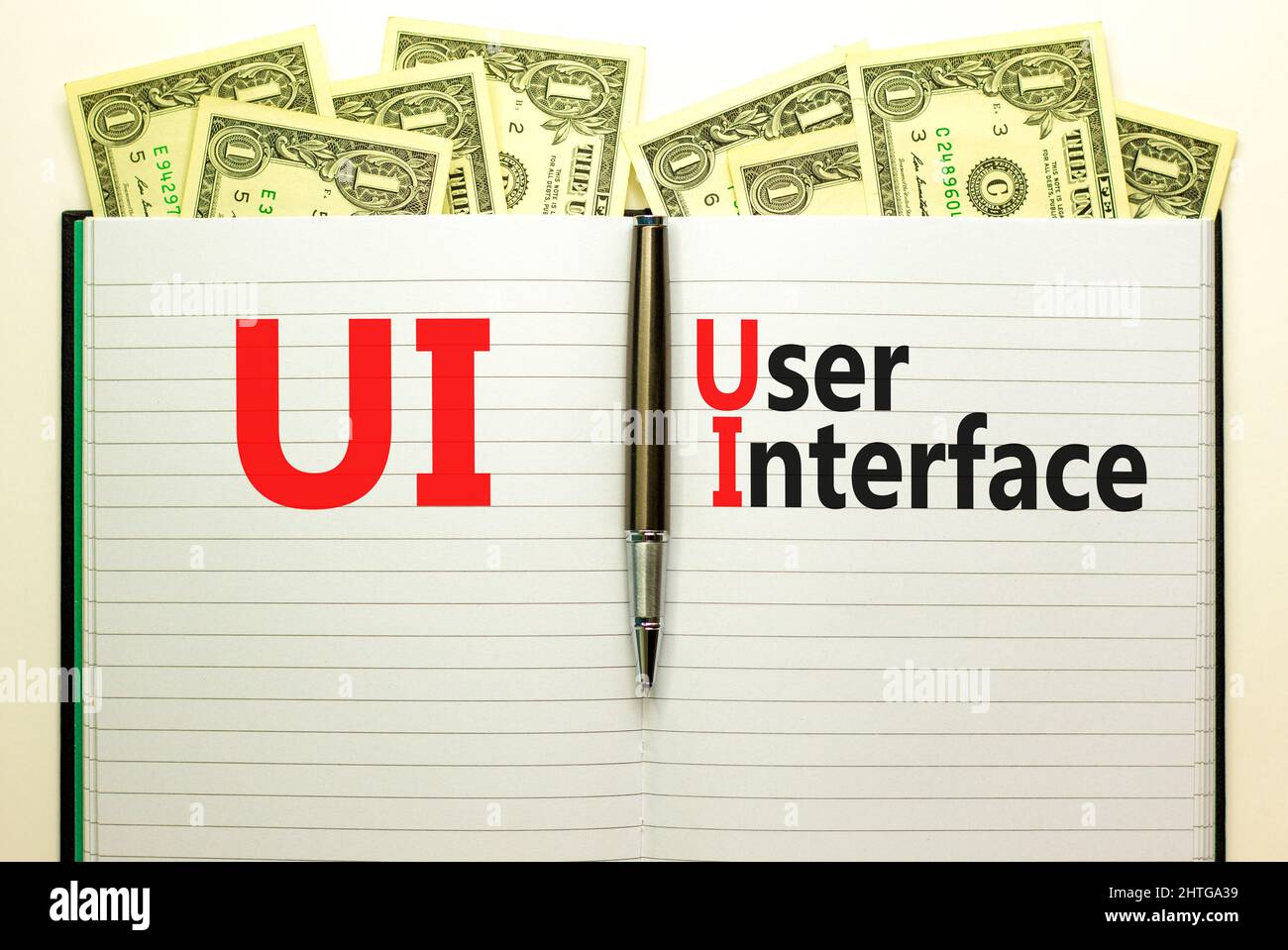 UI user interface symbol. Concept words UI user interface on white note ...