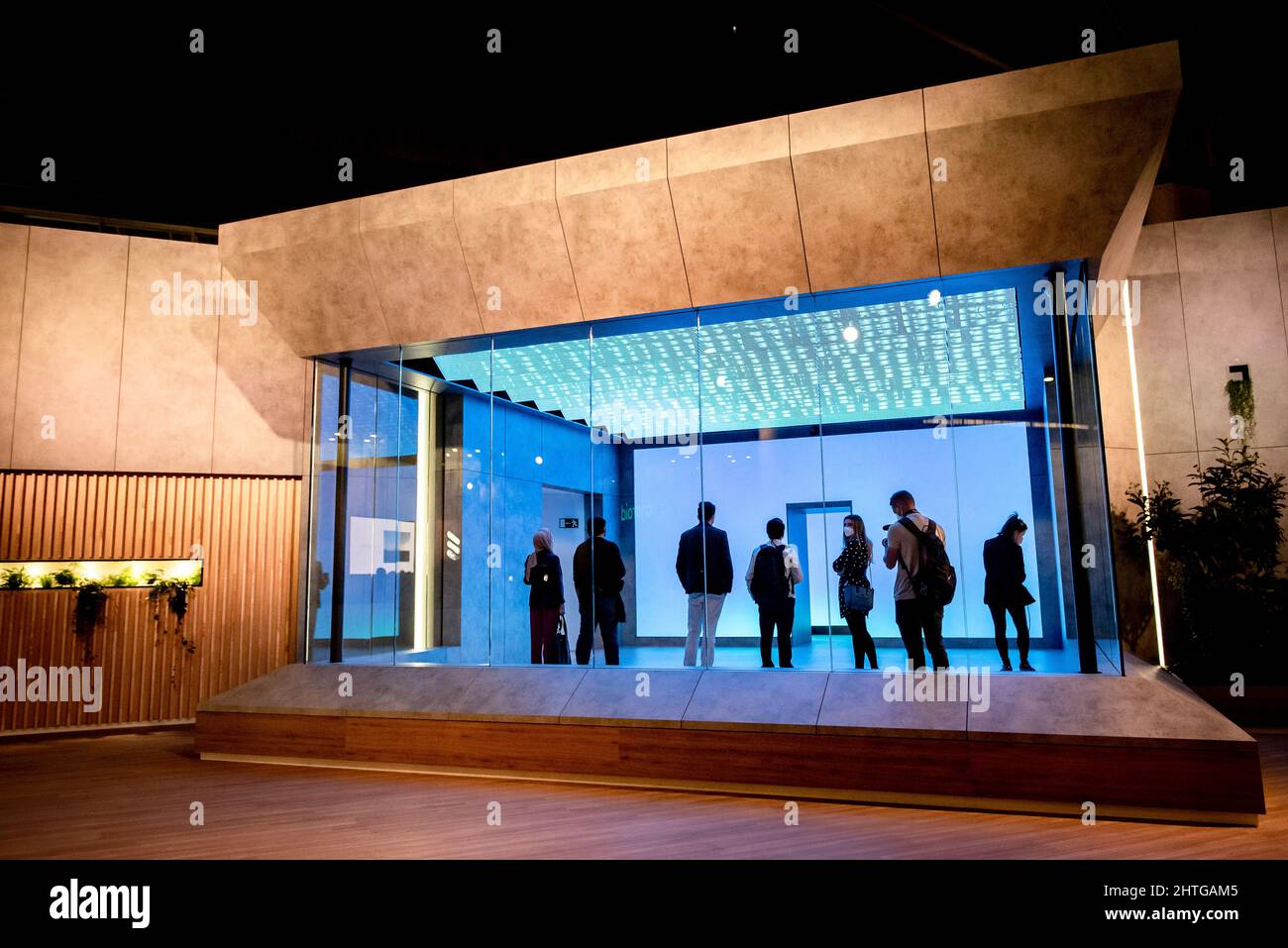 February 28, 2022, Barcelona, Spain: MWC attendees visit Ericsson stand ...