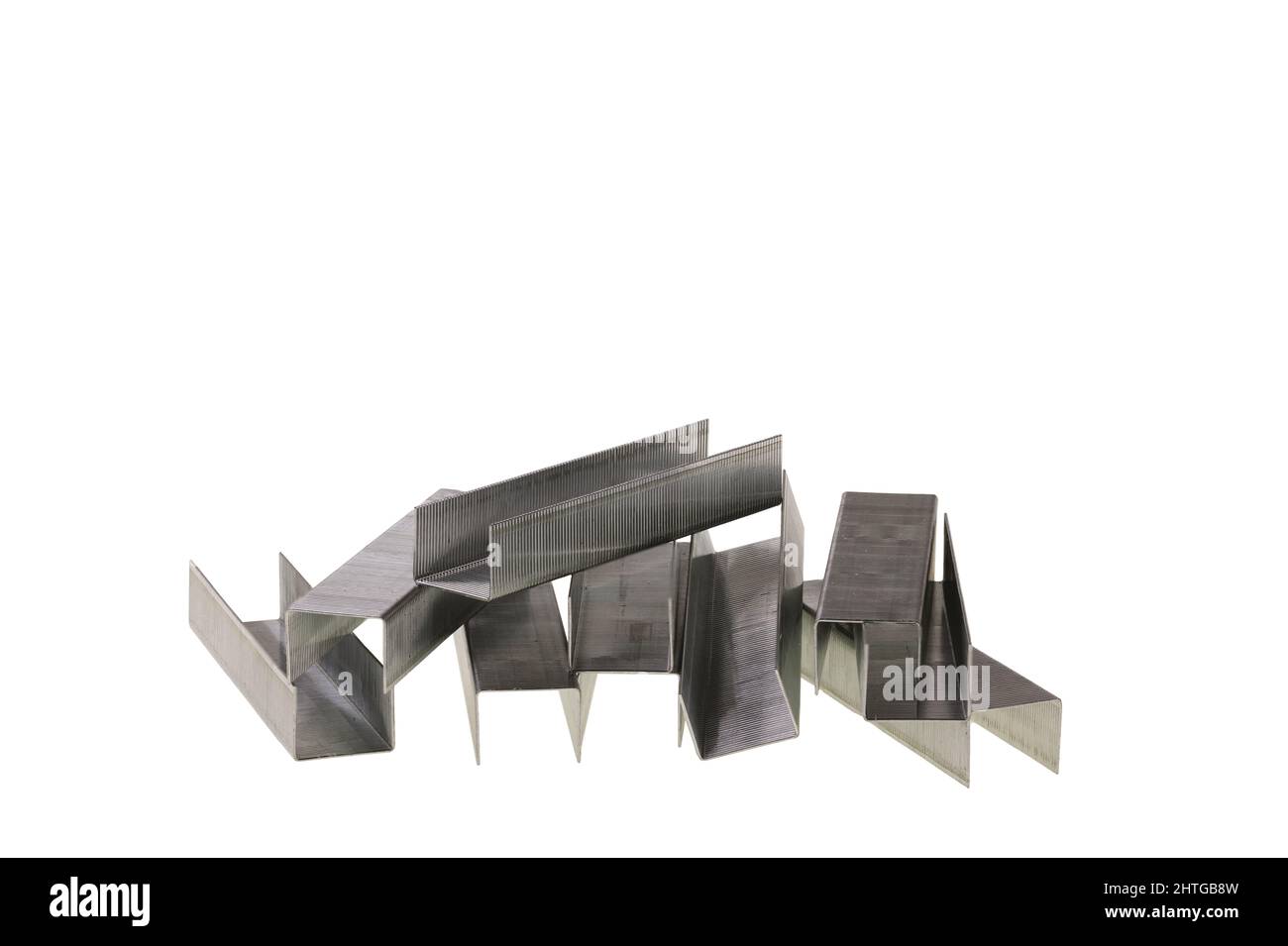 Close up view of metal staples isolated on white background Stock Photo ...