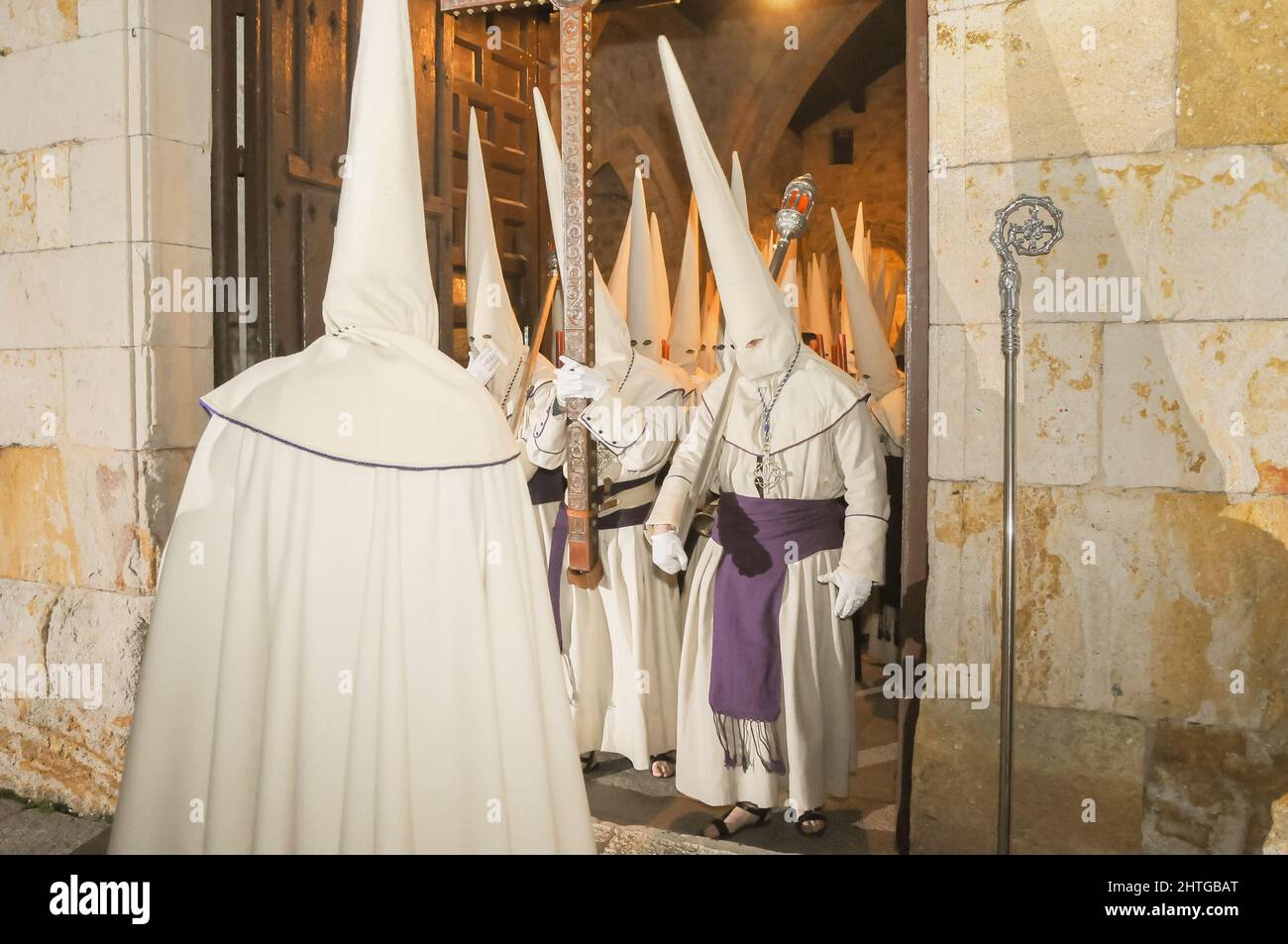 Holy Week in Zamora, Spain. Procession of the Penitential Brotherhood ...