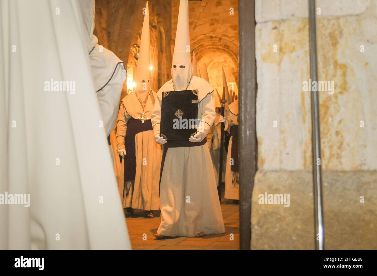 Holy Week in Zamora, Spain. Procession of the Penitential Brotherhood ...