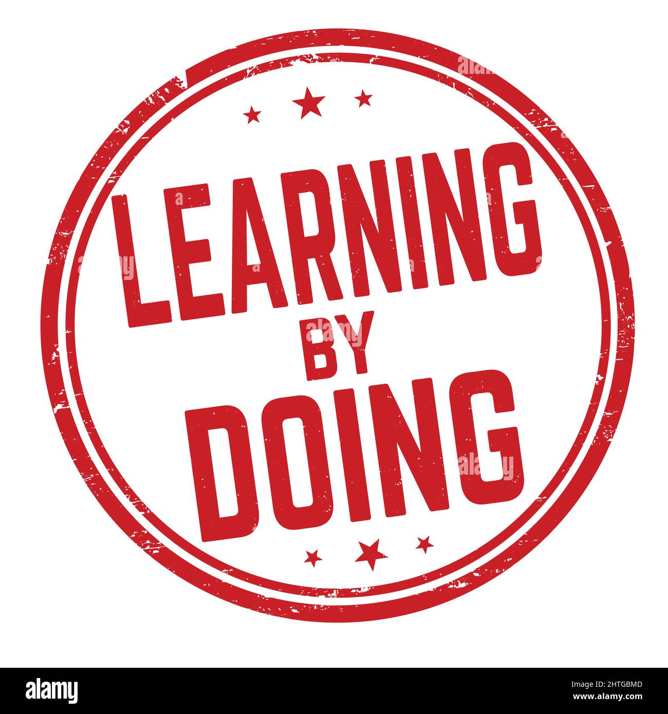 Learning by doing grunge rubber stamp on white background, vector ...