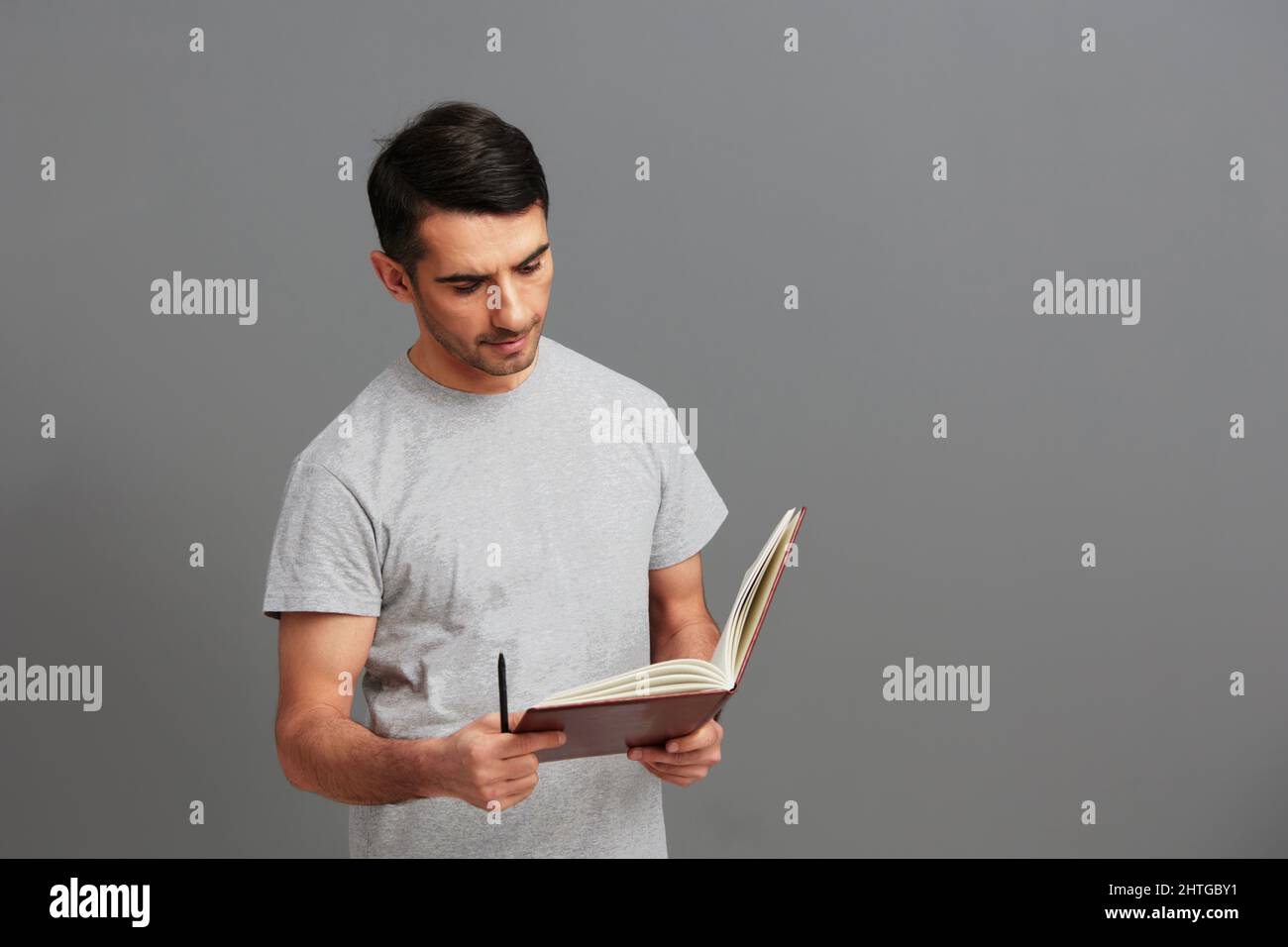 man with notepad training emotions cropped view Stock Photo - Alamy
