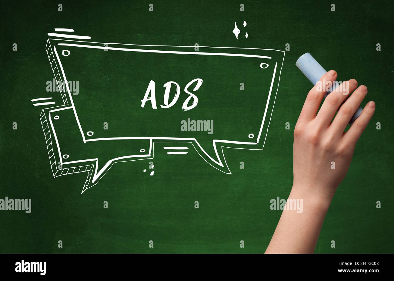 Hand drawing ADS abbreviation with white chalk on blackboard Stock ...