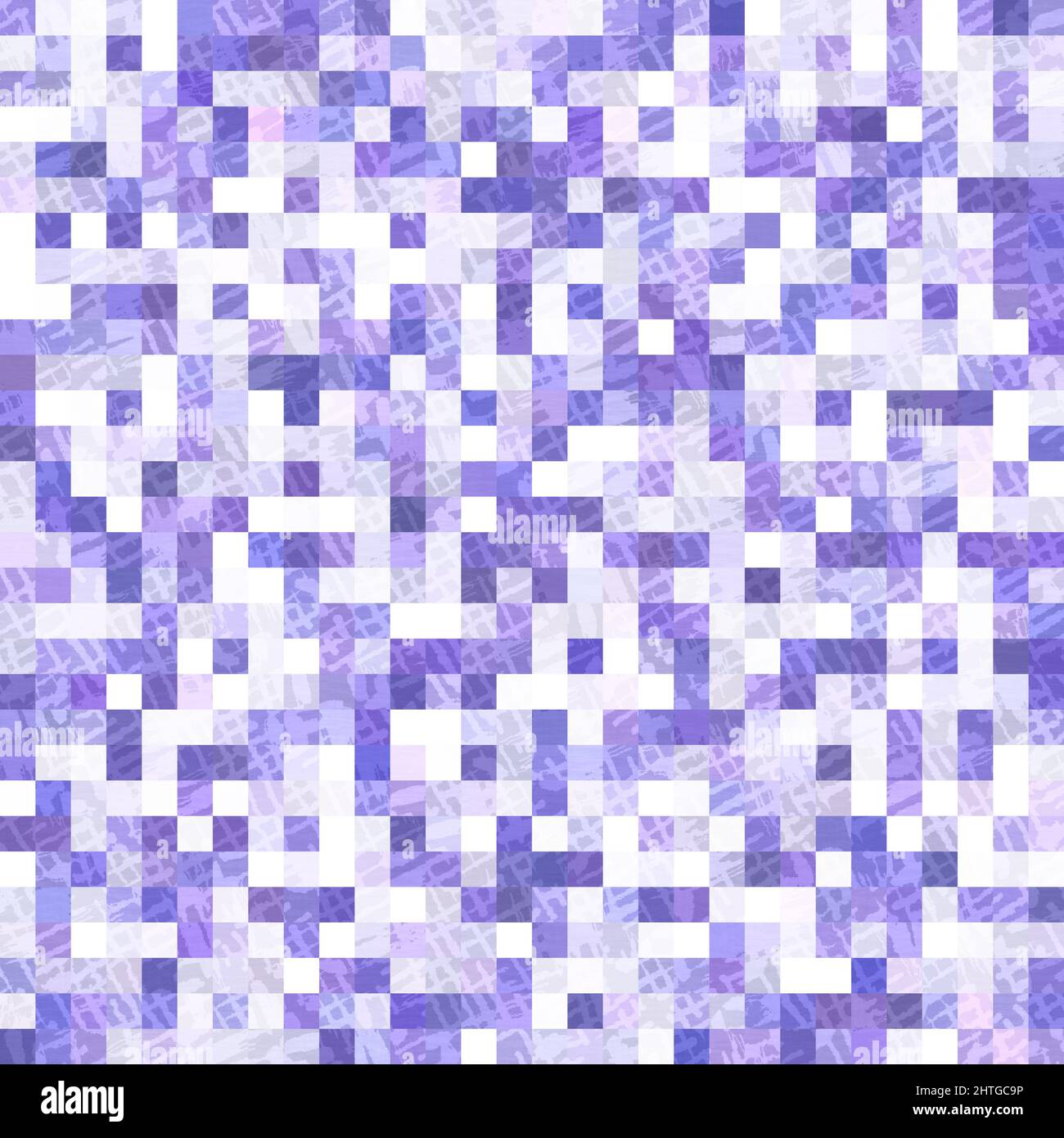 Tiny purple geometric mosaic pixel grid seamless pattern. Modern square ...