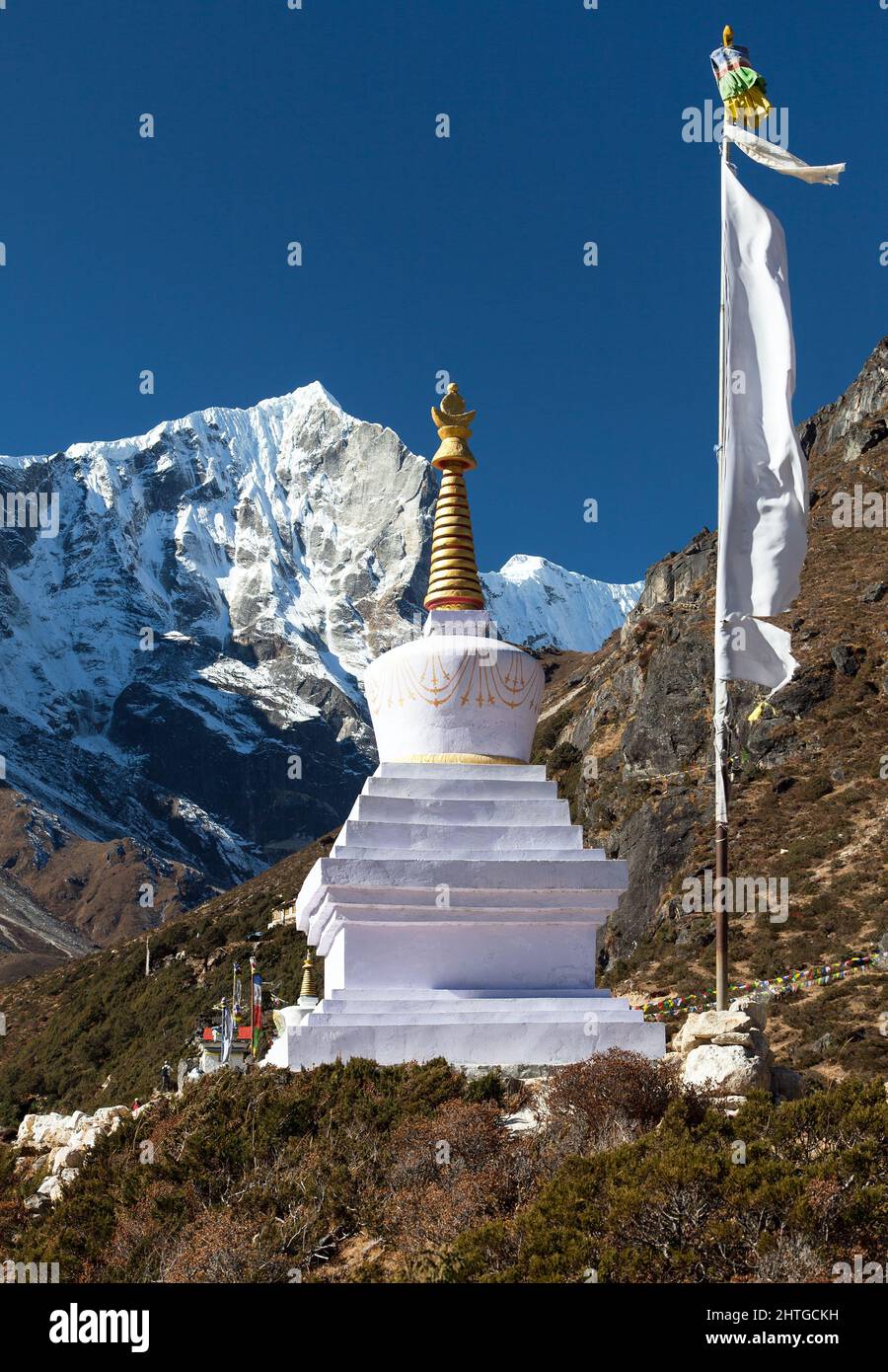 Thame gompa with Stupa and temple, Buddhist monastery in Khumbu valley ...