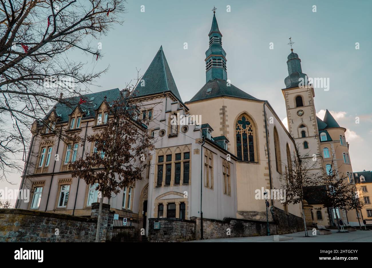Low angle shot of the facade of St. Michael's Church, the oldest church ...