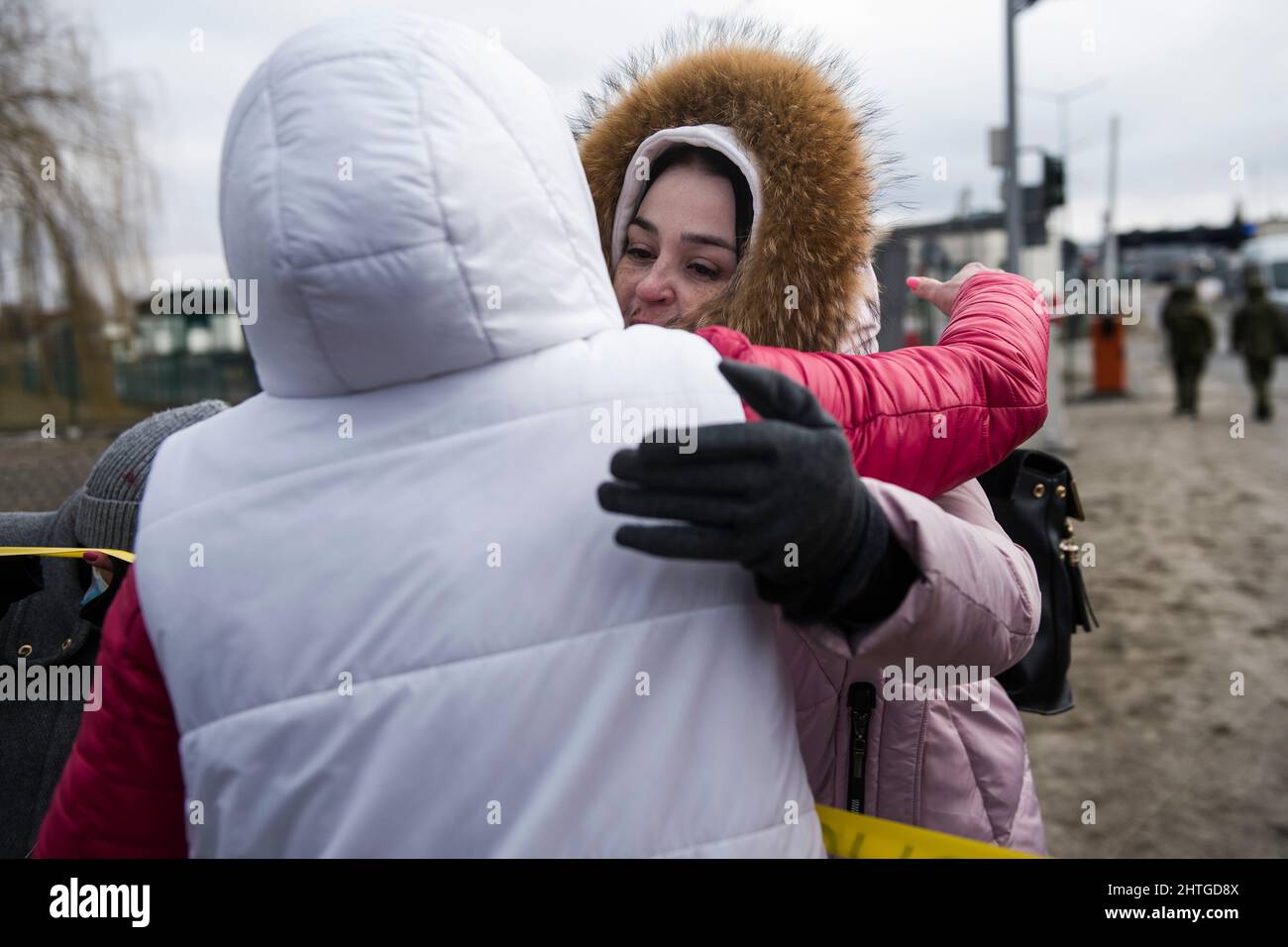 Medyka, Poland. 28th Feb, 2022. People are crying and hugging after ...
