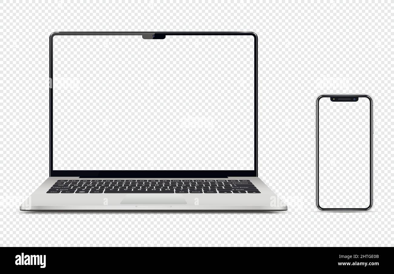 Isolated laptop and smartphone with transparent screen Stock Vector ...