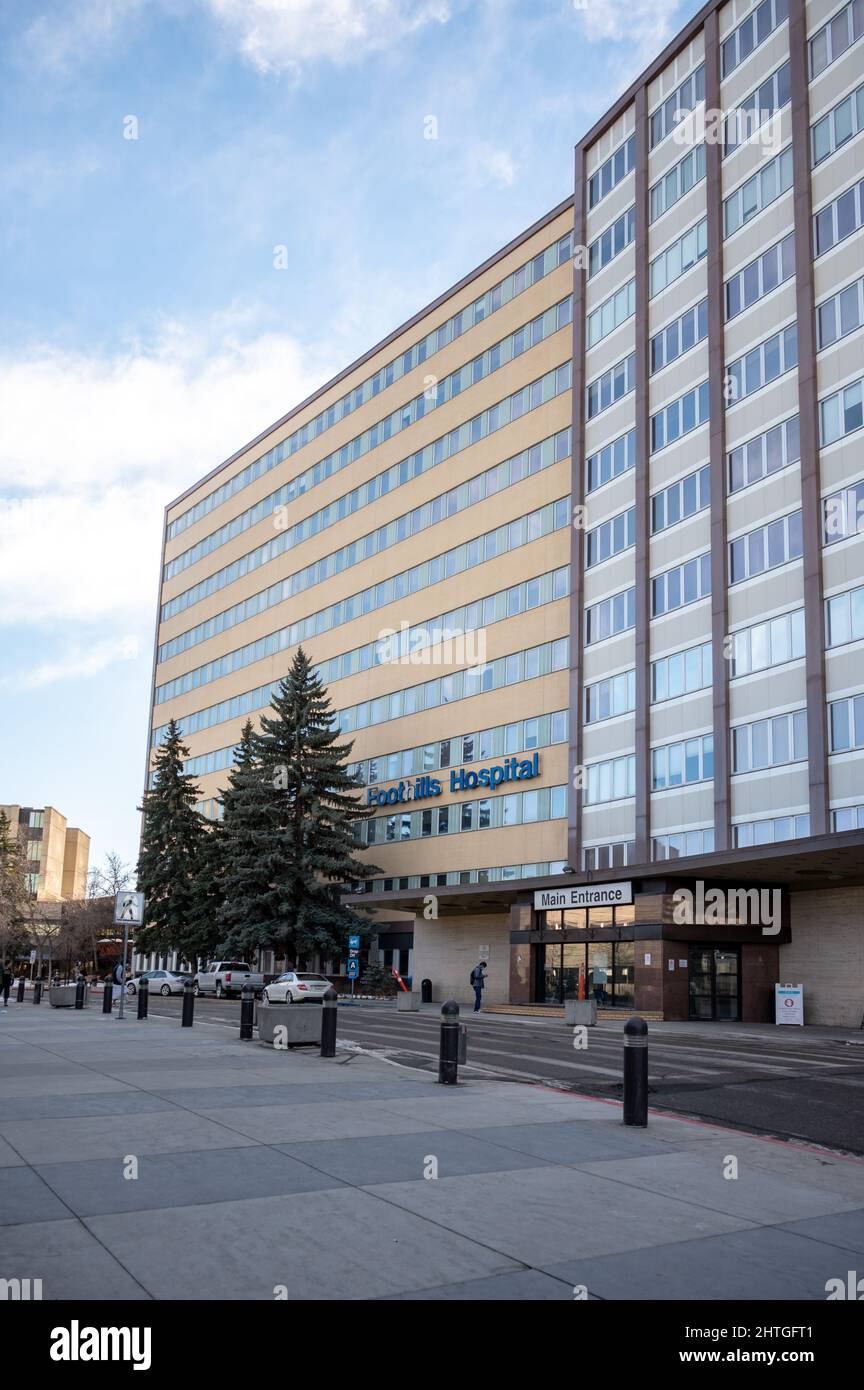 Calgary, Alberta - February 27, 2022: Exterior facade and entrance of ...
