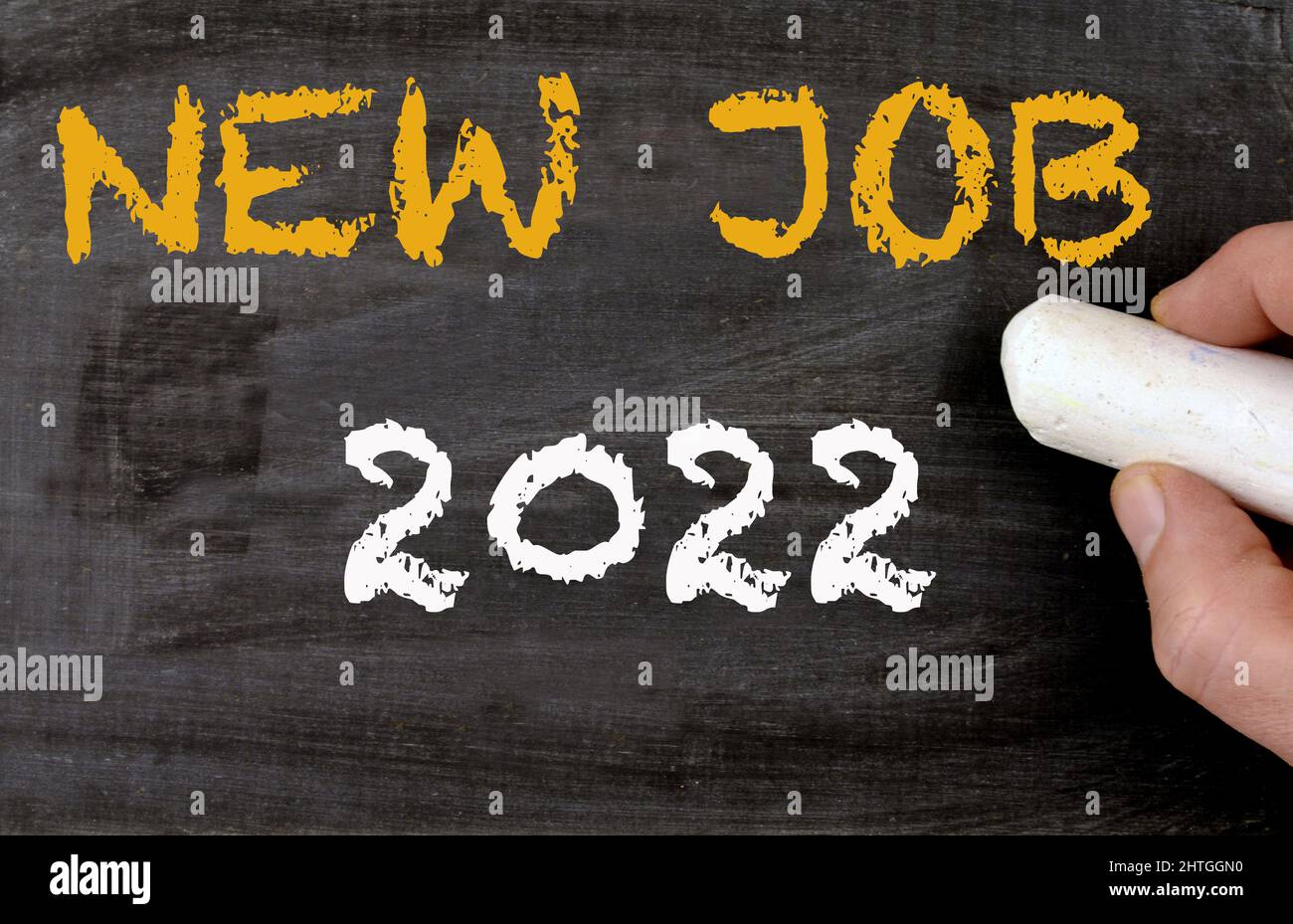 New job 2022 chalkboard Stock Photo - Alamy