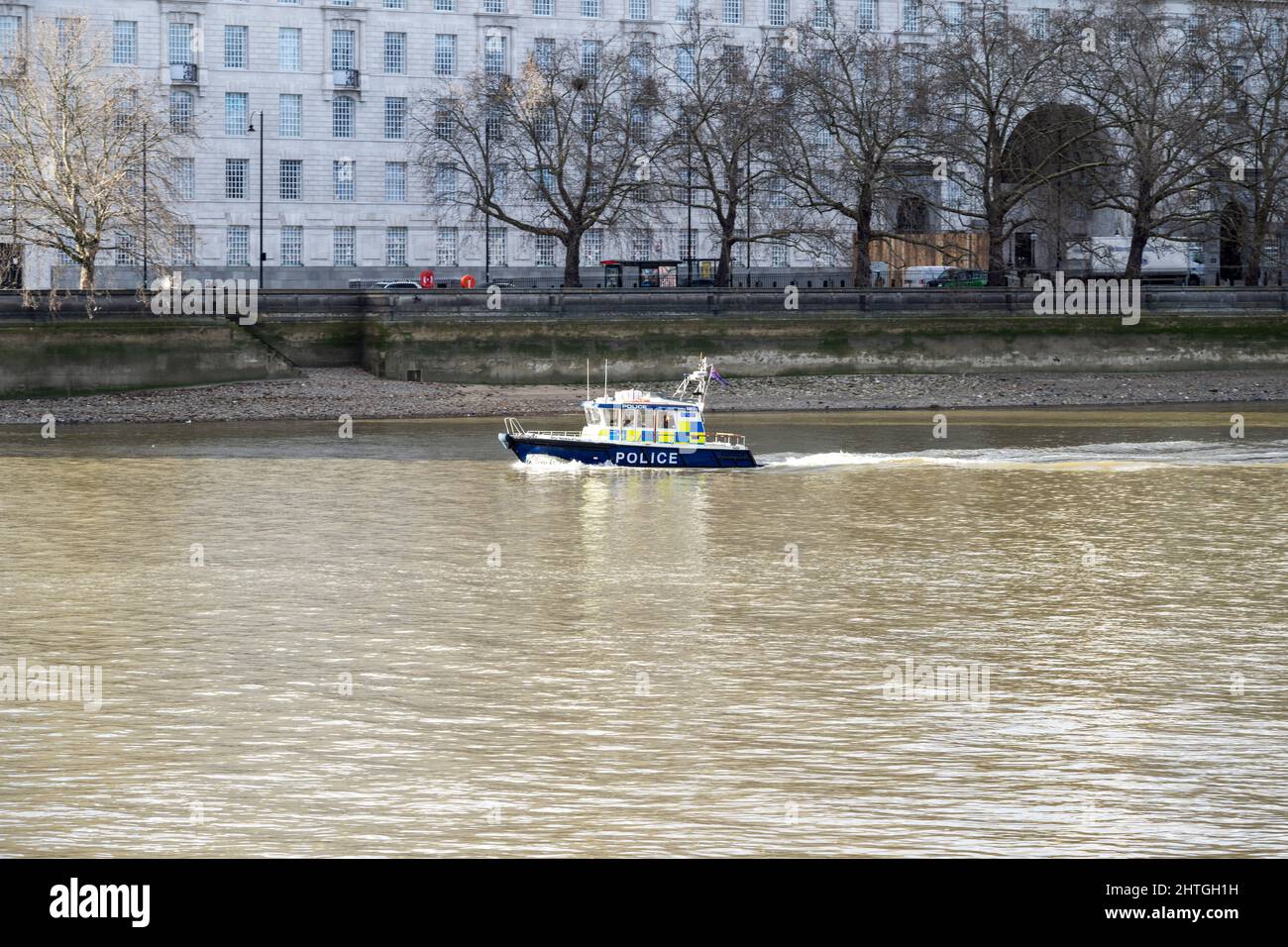 Police launch on Thames London Stock Photo - Alamy