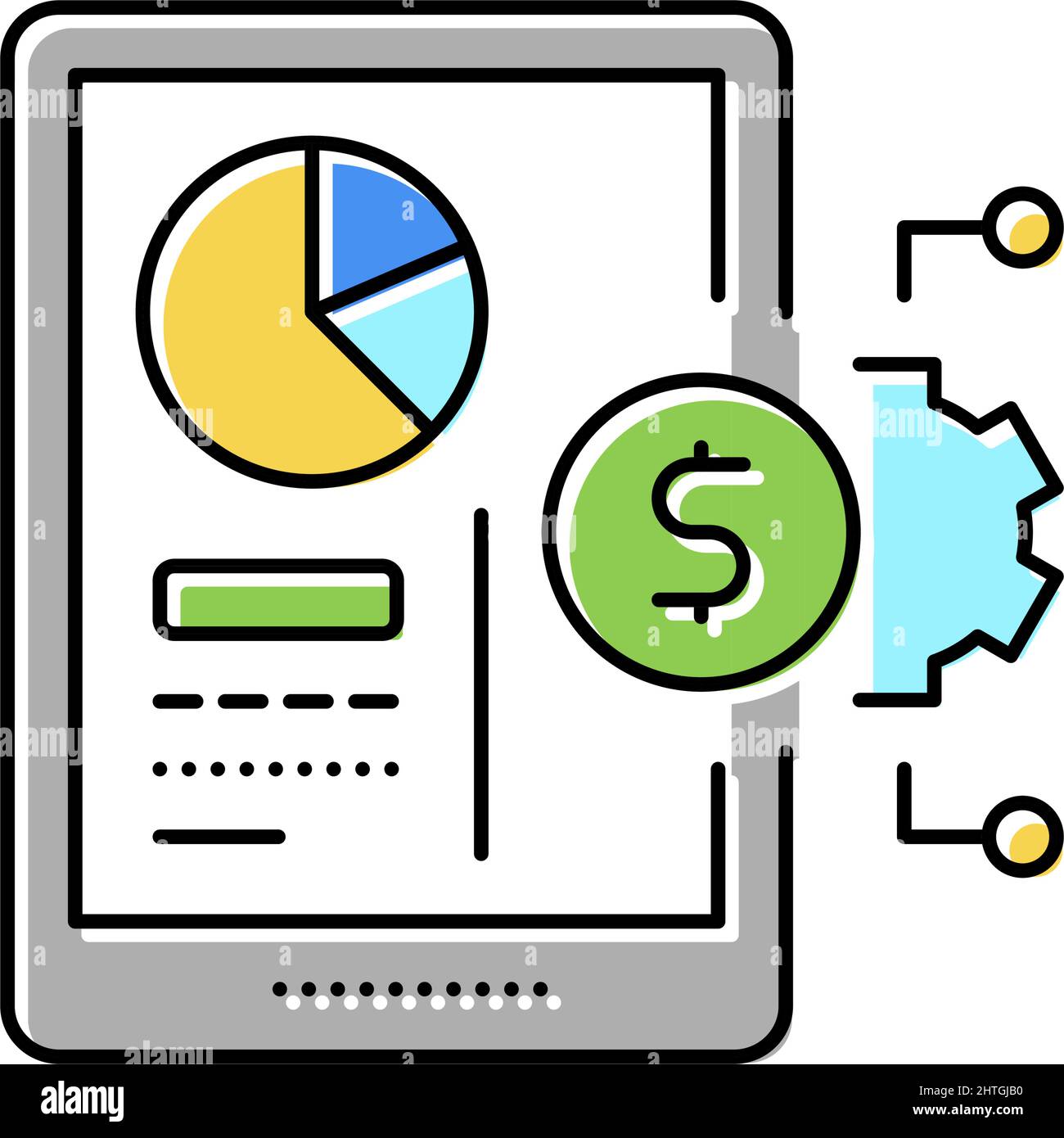 financial report on tablet screen color icon vector illustration Stock ...