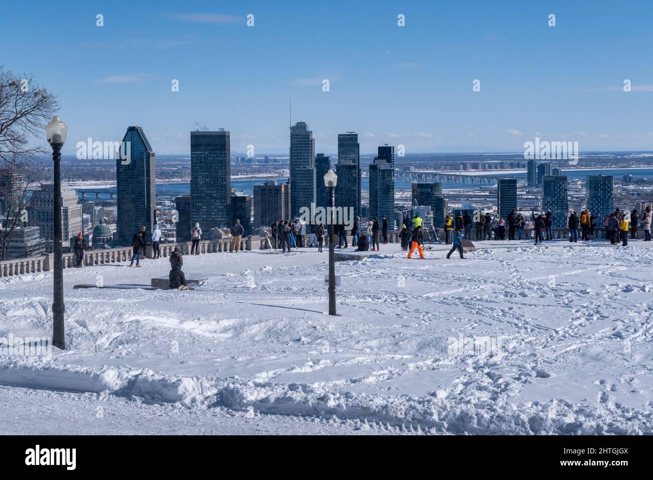 Montreal, Canada - 26 February 2022: Montreal Skyline and Kondiaronk ...