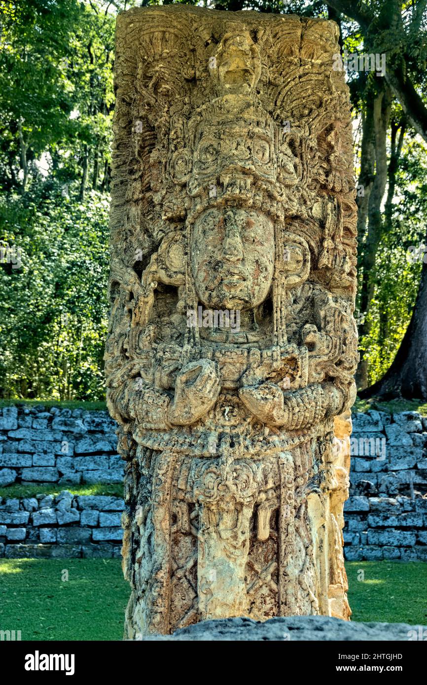 Stela freestanding sculpture at the Copan Mayan Ruins, Copan Ruinas ...
