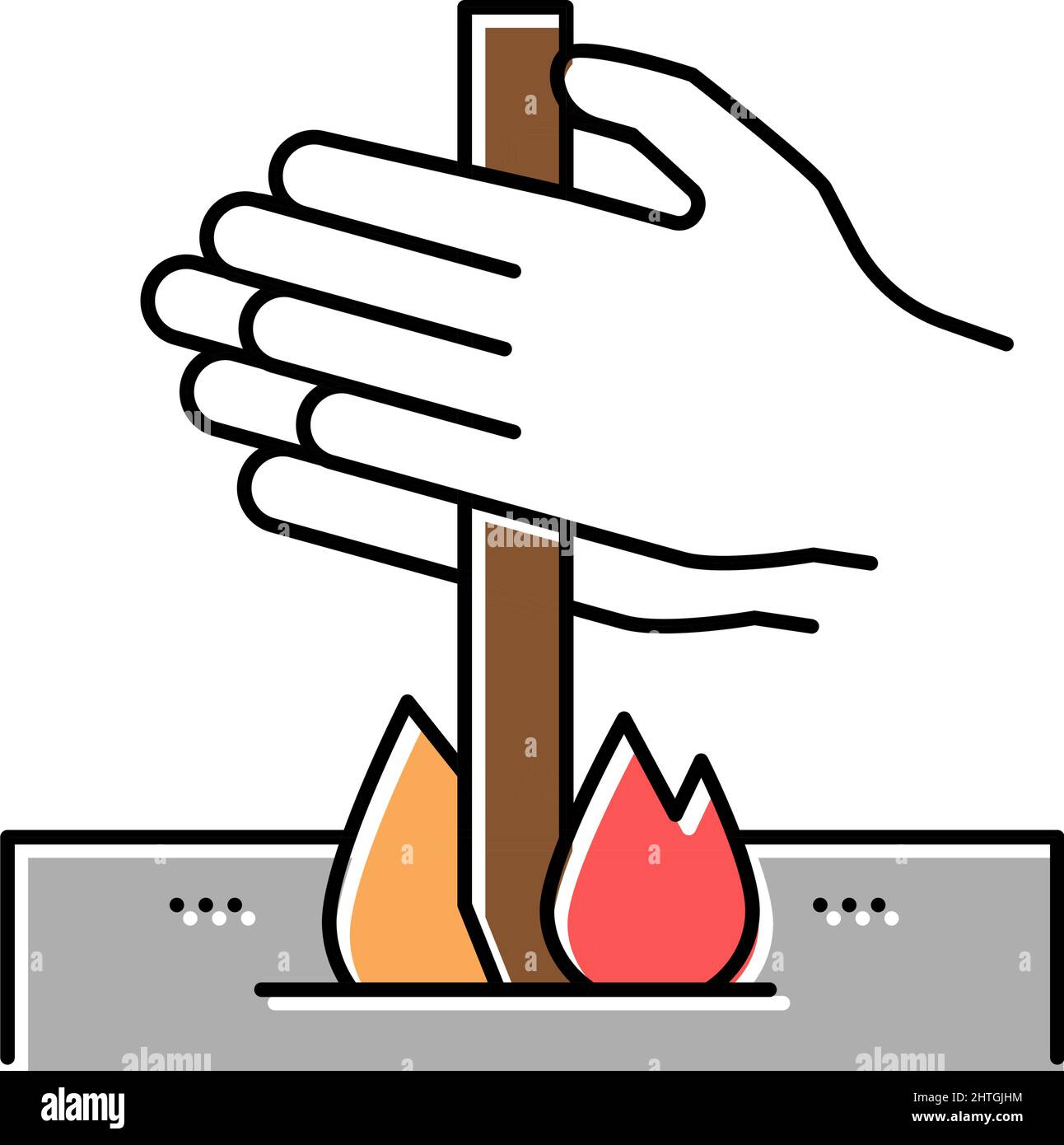 making fire by friction color icon vector illustration Stock Vector ...