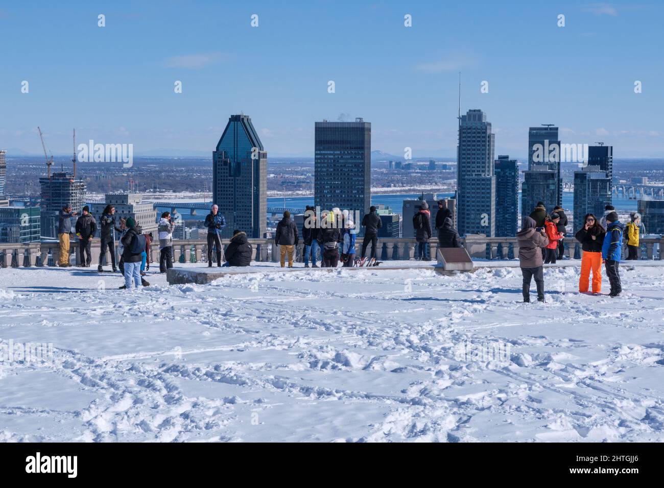 Montreal, Canada - 26 February 2022: Montreal Skyline and Kondiaronk ...