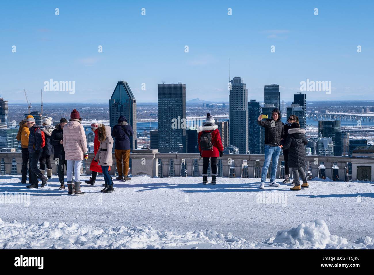 Montreal, Canada - 26 February 2022: Montreal Skyline and Kondiaronk ...
