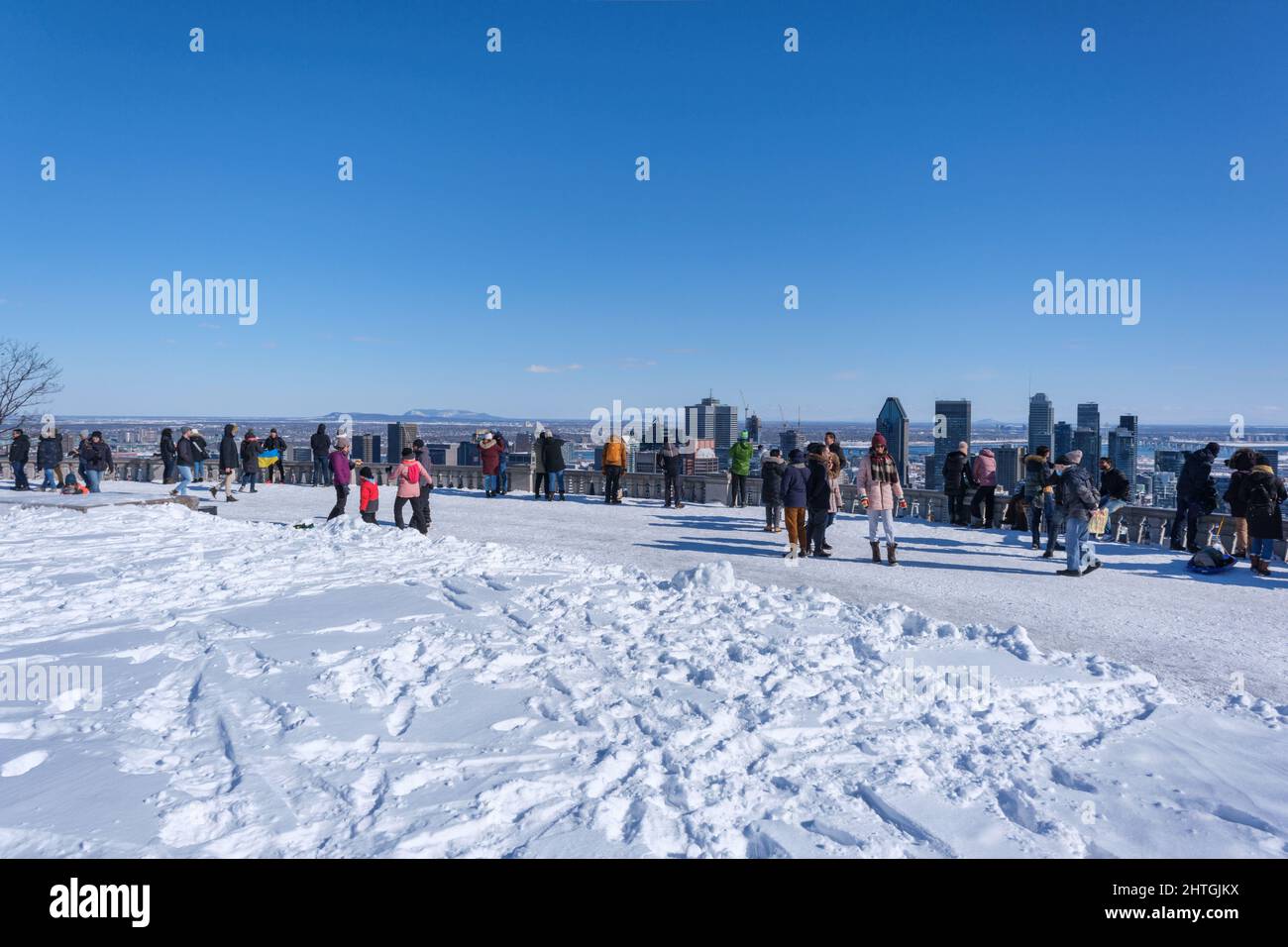 Montreal, Canada - 26 February 2022: Montreal Skyline and Kondiaronk ...