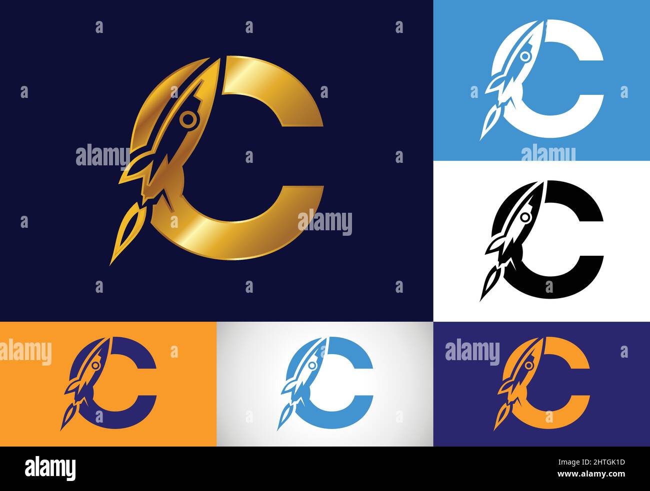 Initial C monogram letter alphabet with a Rocket logo design. Rocket ...