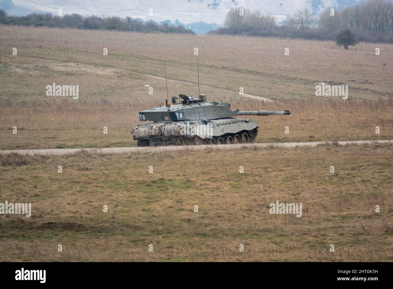British army FV4034 Challenger 2 main battle tank in action on a ...