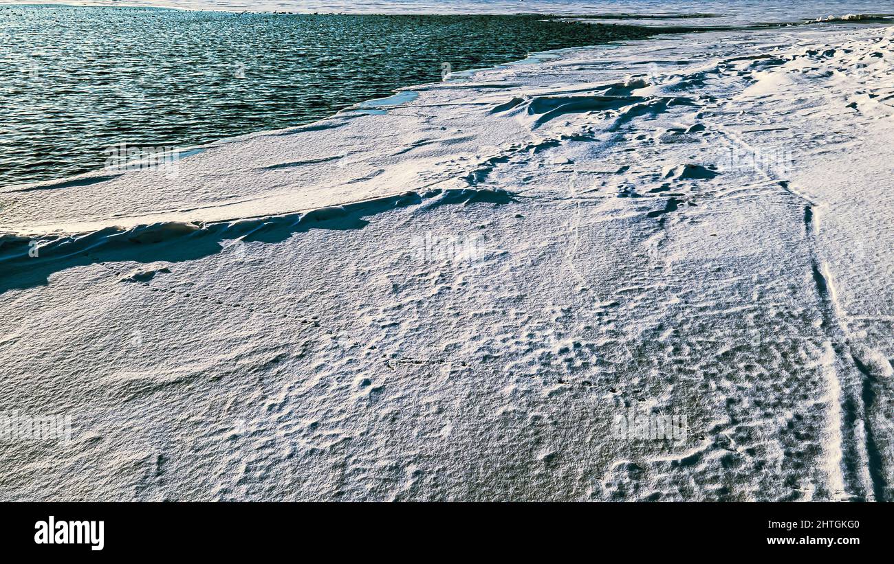 Aerial of frozen lake with patterns Stock Photo - Alamy