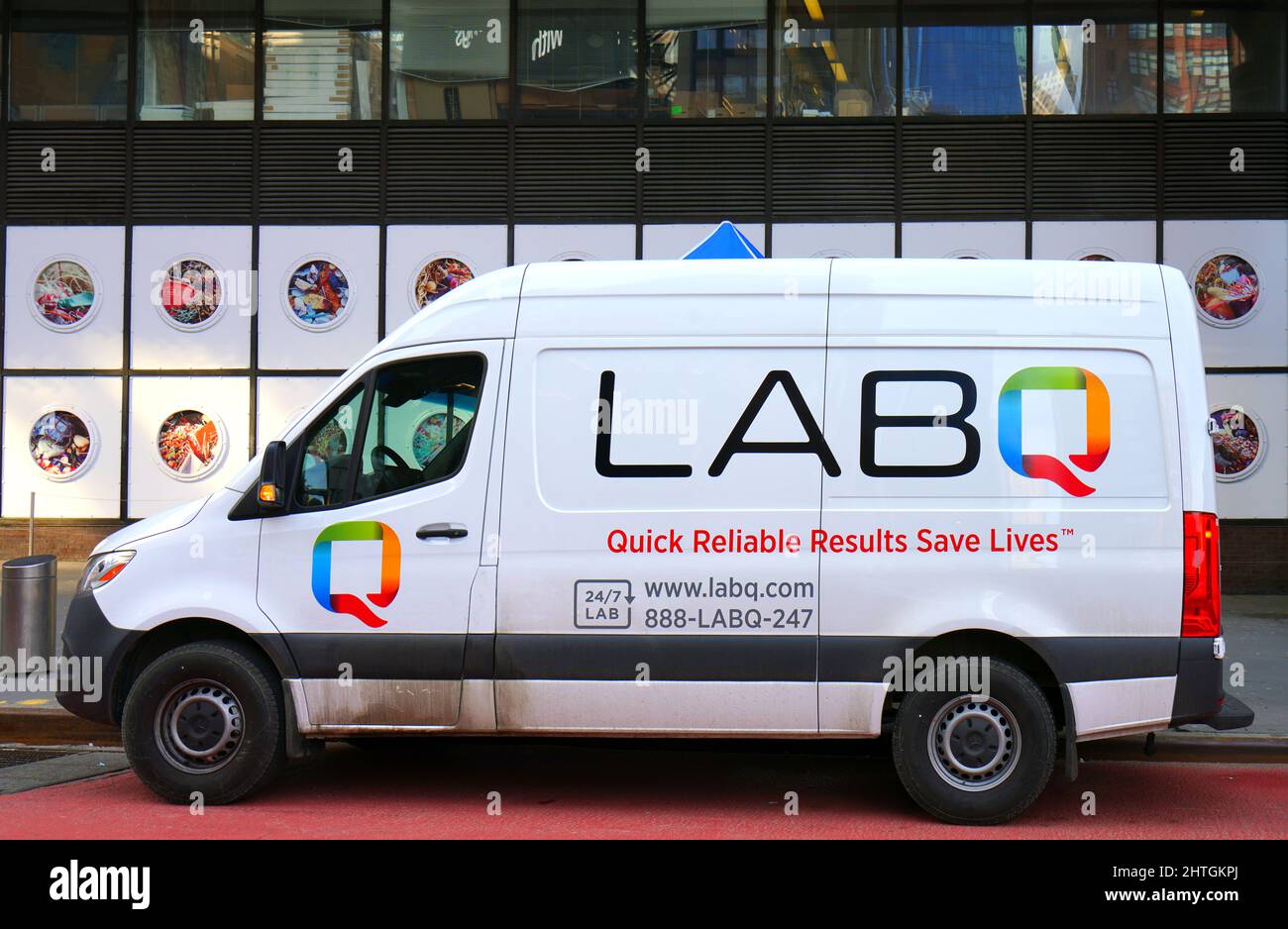 NEW YORK CITY, NY -20 FEB 2022- View of a LabQ COVID-19 testing van on ...