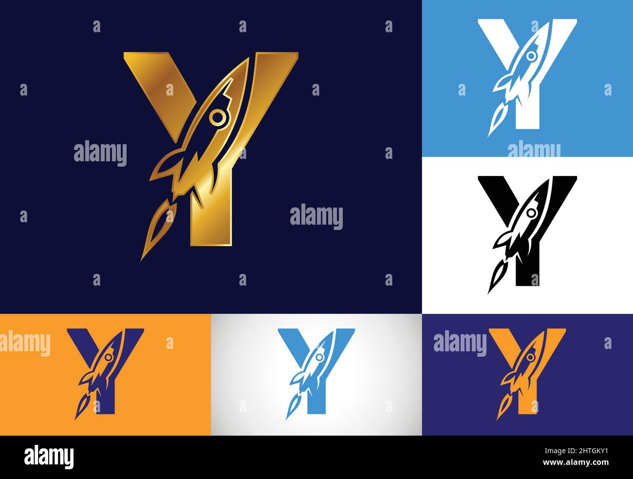 Initial Y monogram letter alphabet with a Rocket logo design. Rocket ...