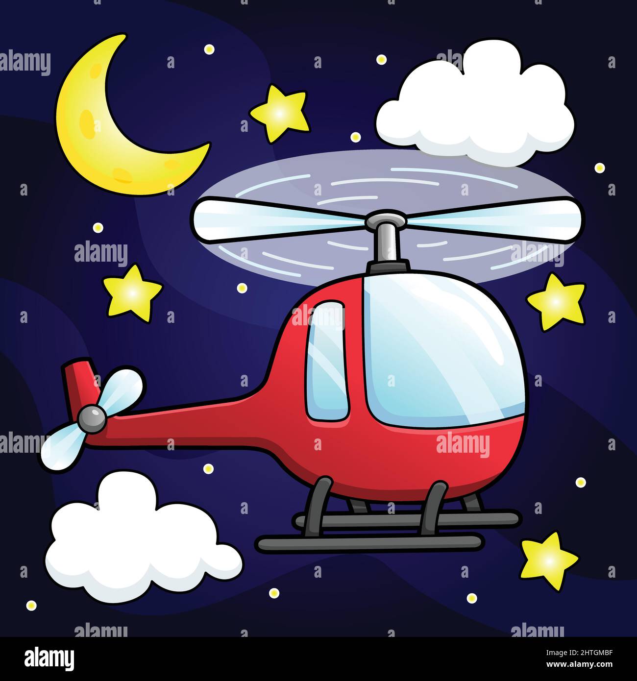 Helicopter Cartoon Colored Vehicle Illustration Stock Vector Image ...