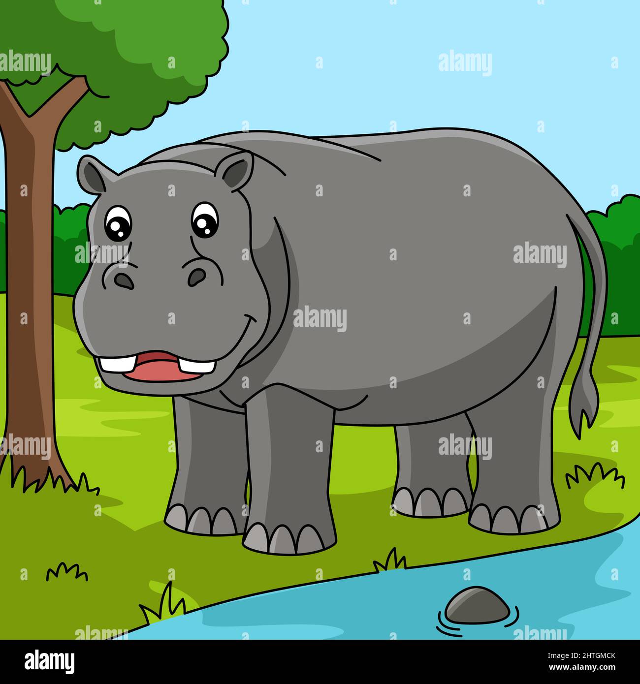 Hippo Cartoon Colored Animal Illustration Stock Vector Image & Art - Alamy