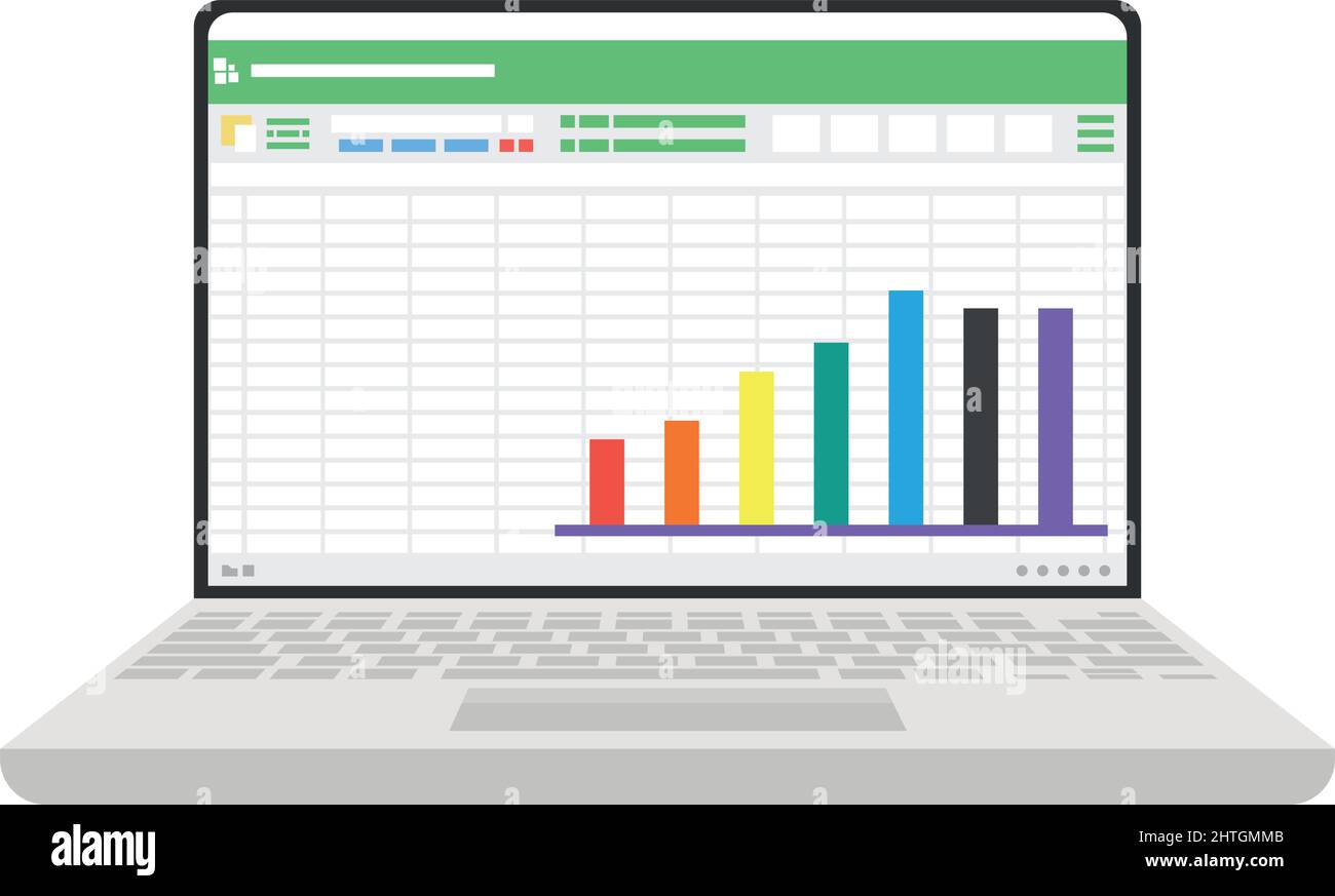spreadsheet in laptop with statistics Stock Vector Image & Art - Alamy