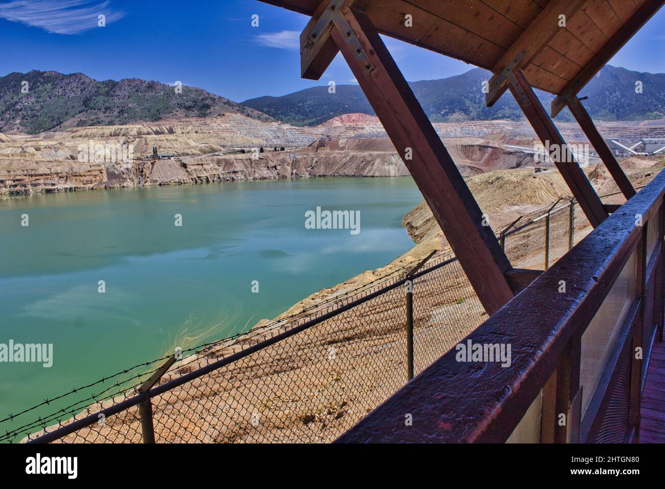 Overlooking the polluted waters of the Berkeley Pit copper mine in ...