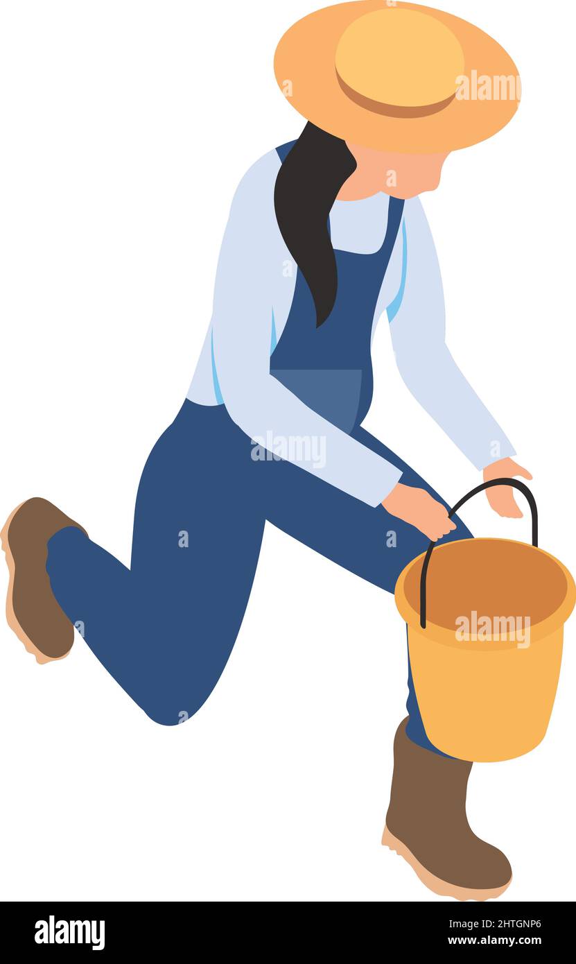 female farmer with bucket character Stock Vector Image & Art - Alamy