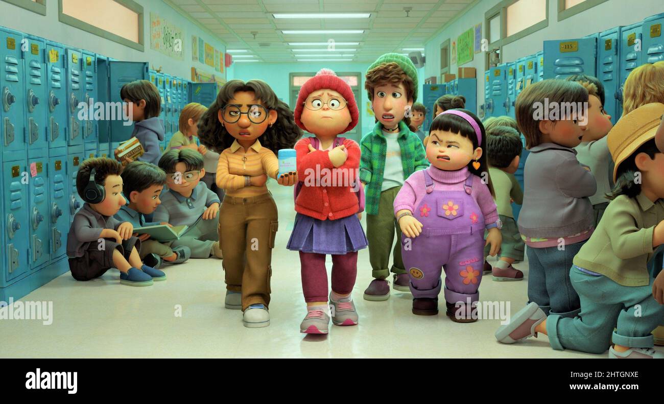 TURNING RED, from left: Priya (voice: Maitreyi Ramakrishnan), Mei Lee ...