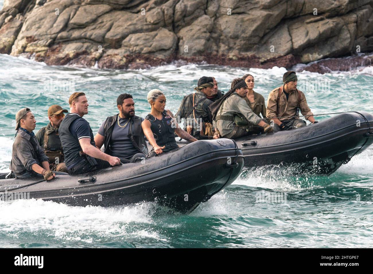 UNCHARTED, beginning 3rd from left: Steve Waddington, Pingi Moli, Tati Gabrielle, 2022. ph: Clay ...