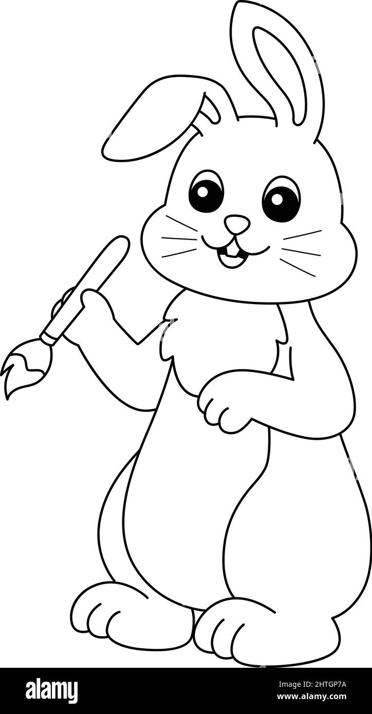 Rabbit Painting Isolated Coloring Page for Kids Stock Vector Image ...